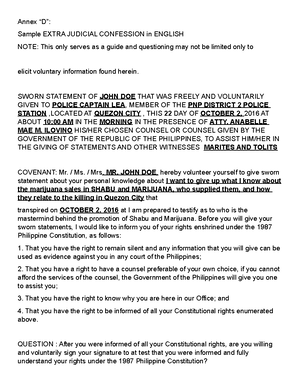 Sample of Deposition of Witness Ilovino Anabelle MAE - ANABELLE MAE M ...