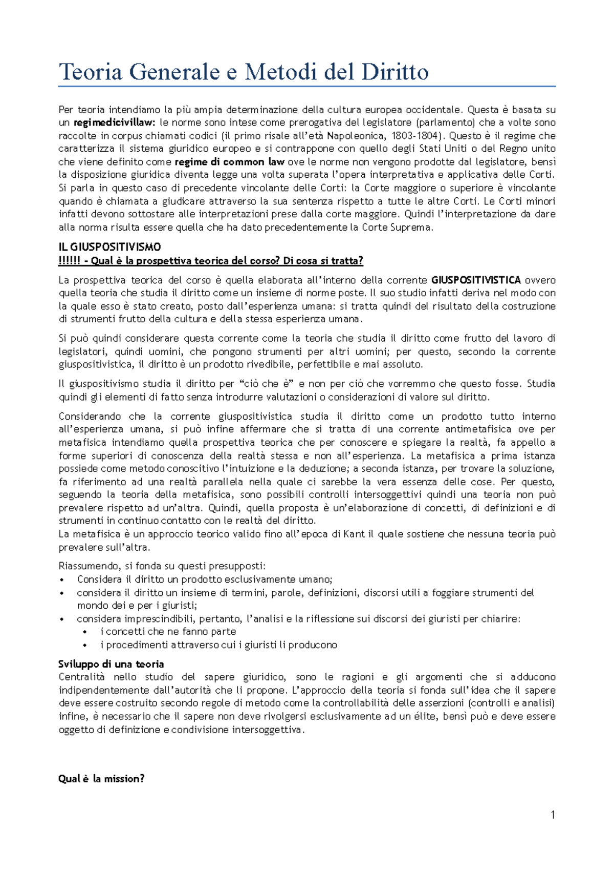 Teoria generale e metodi del diritto - Teoria Generale e Metodi del ...