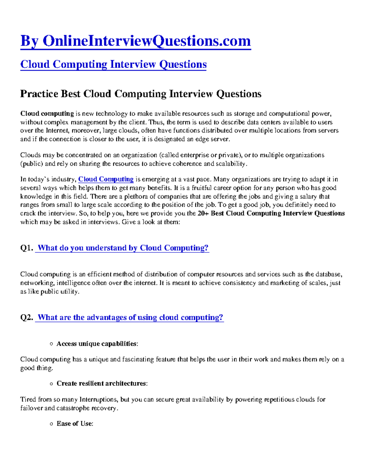 Cloud computing interview questions - By OnlineInterviewQuestions Cloud ...
