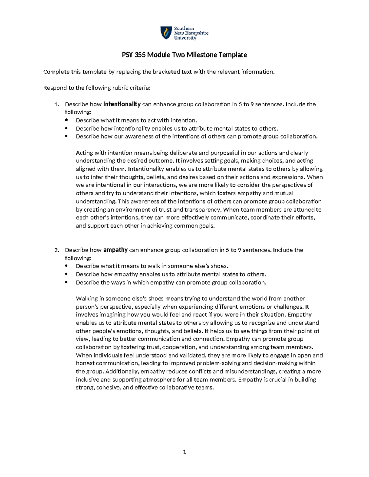 PSY 355 Module Two Milestone Template - PSY 355 Module Two Milestone ...