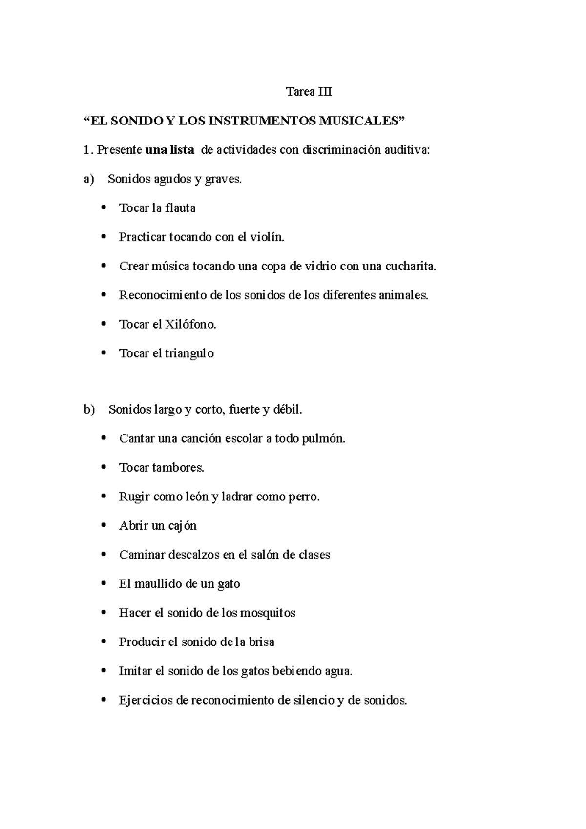 Tarea III. “EL SONIDO Y LOS INSTRUMENTOS MUSICALES” - Tarea III “EL ...