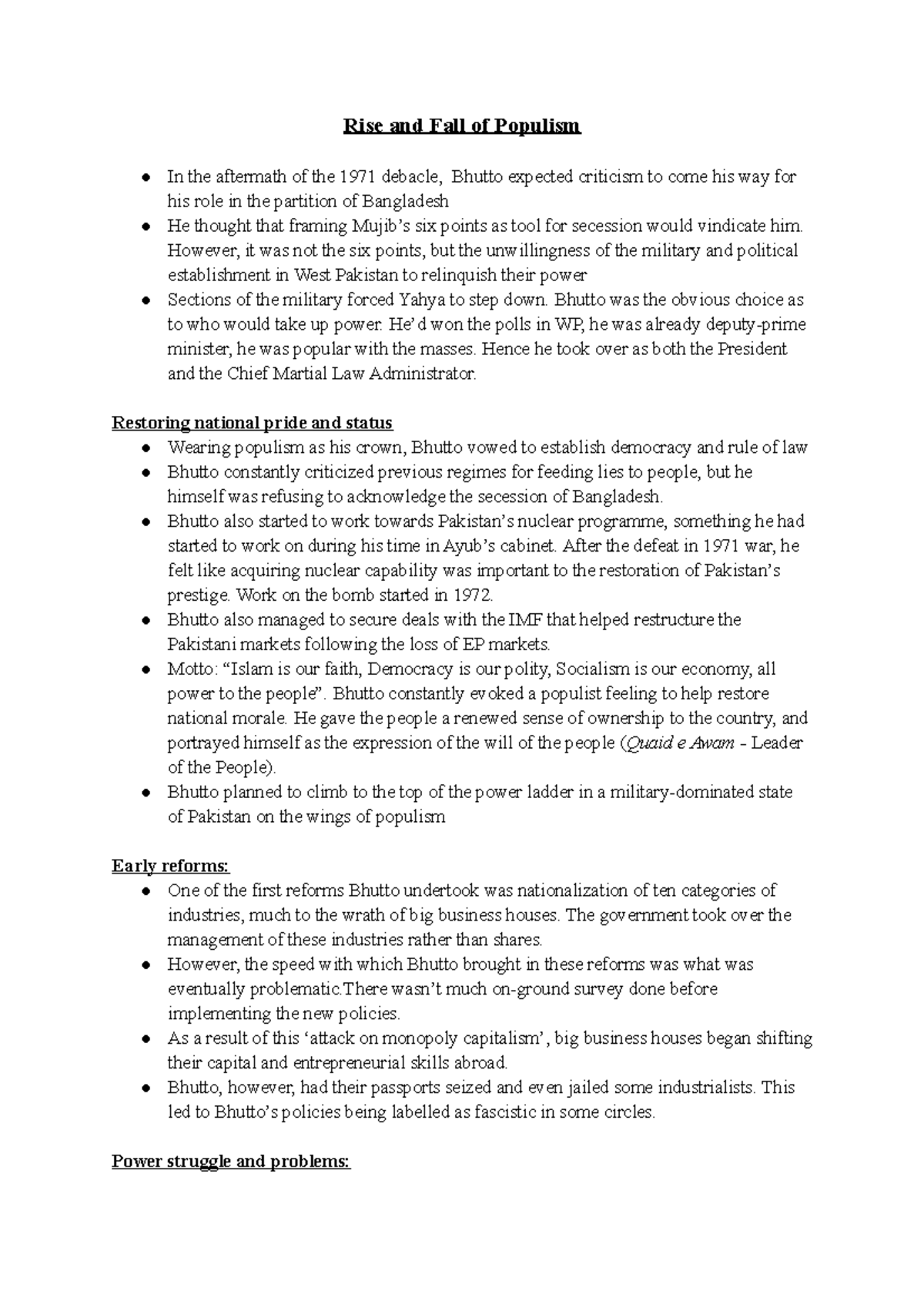 Chapter 6 Rise and Fall of Populism - Rise and Fall of Populism In the ...