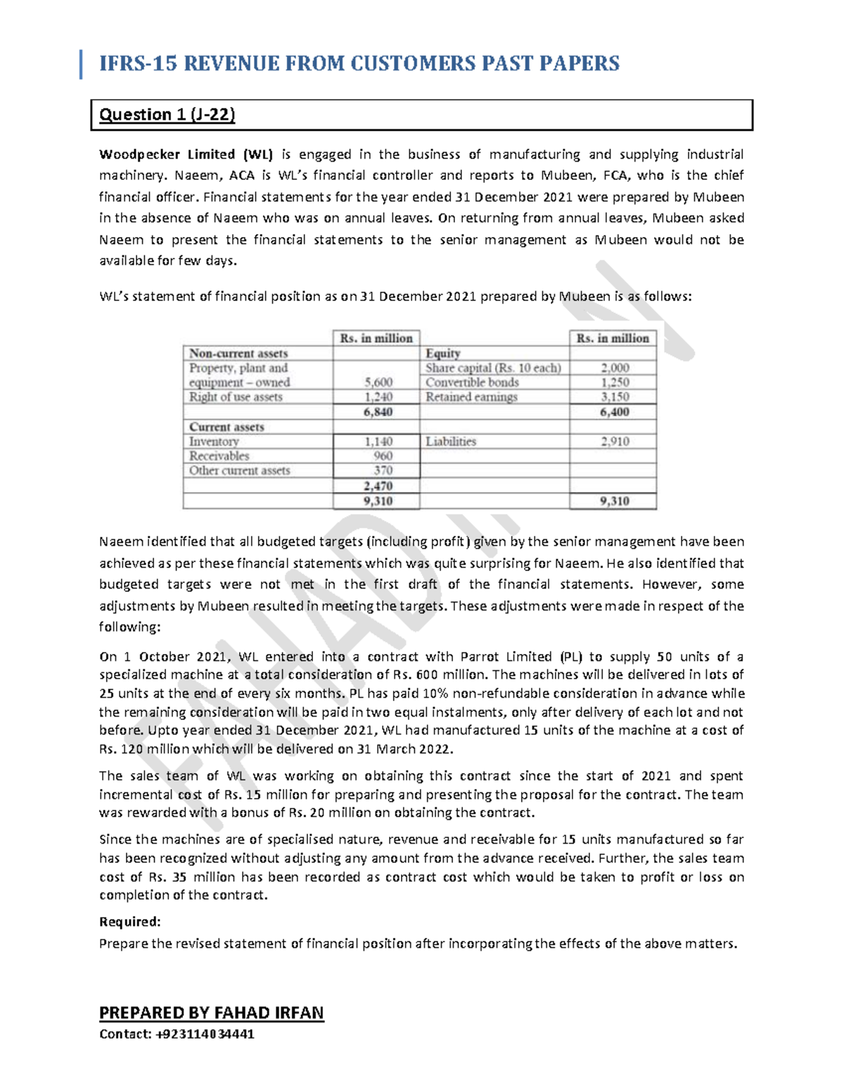 AAFR IFRS 15 ICAP PAST Papers WITH Solution-1 - PREPARED BY FAHAD IRFAN ...
