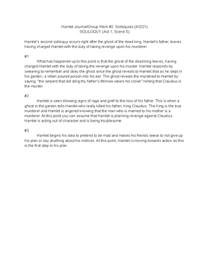 Hamlet Journal Group Work #2 Soliloquies (4 2 21) - Hamlet Journal ...