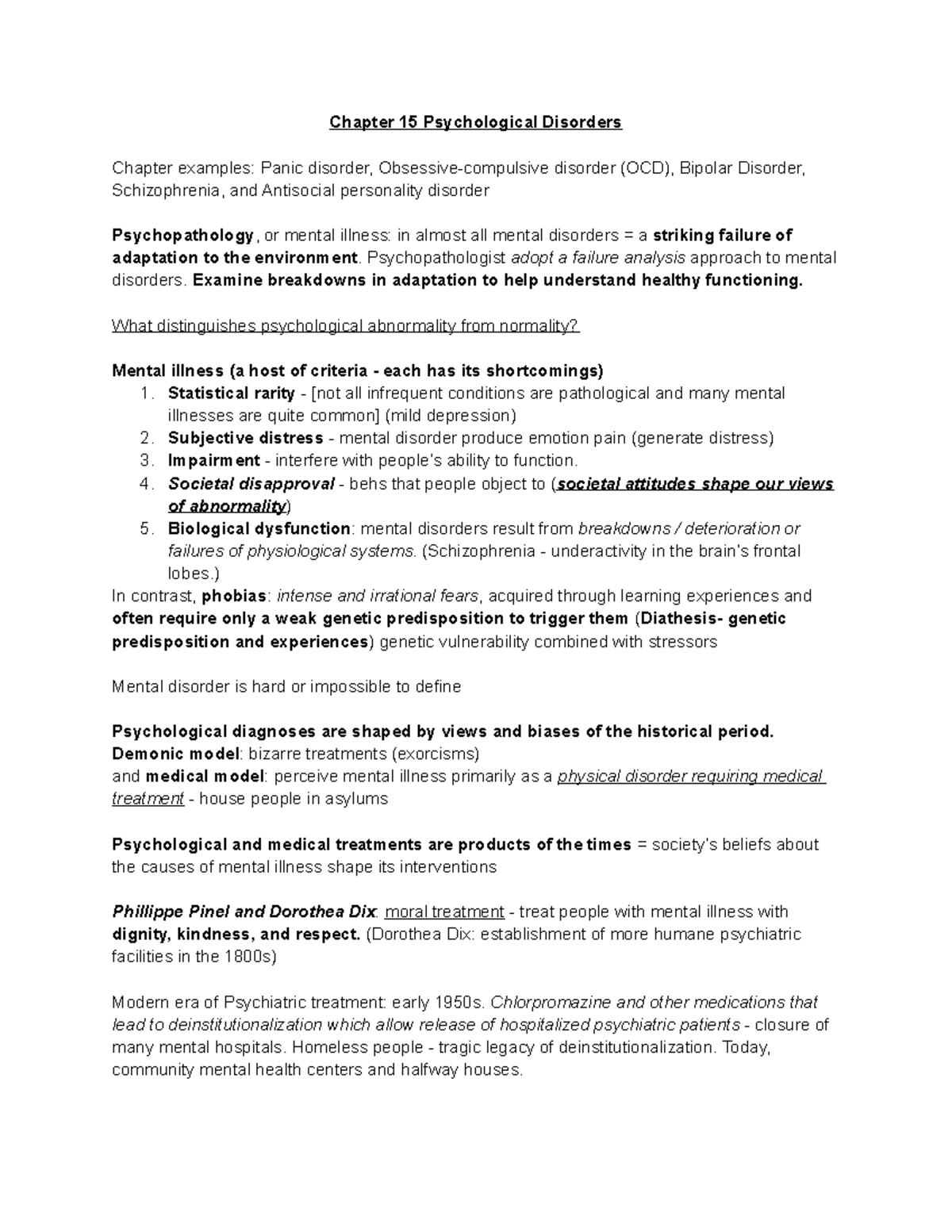 Ch.15 Psychological Disorders - Chapter 15 Psychological Disorders ...