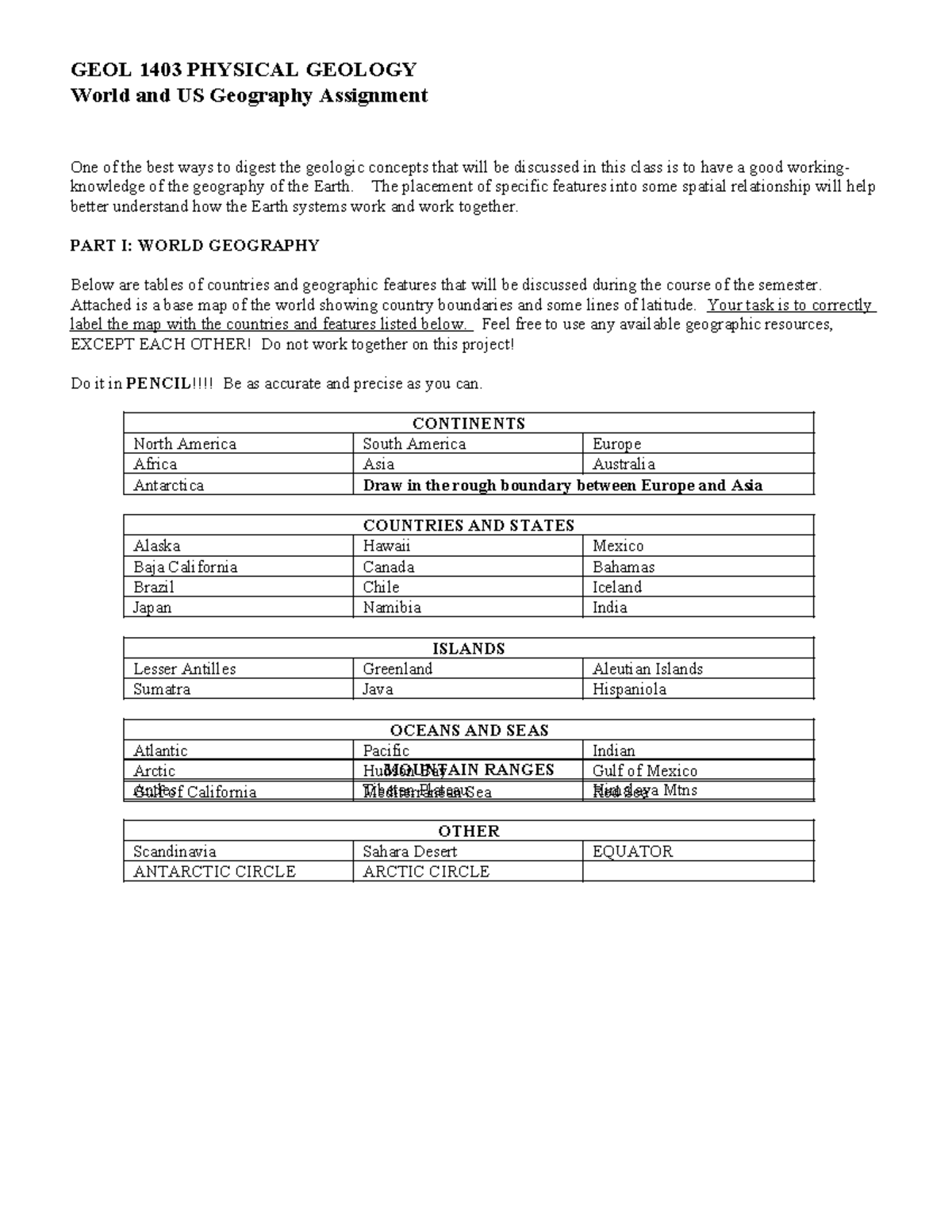 GEOL1403 World US Geography(2) - Tagged - GEOL 1403 PHYSICAL GEOLOGY ...