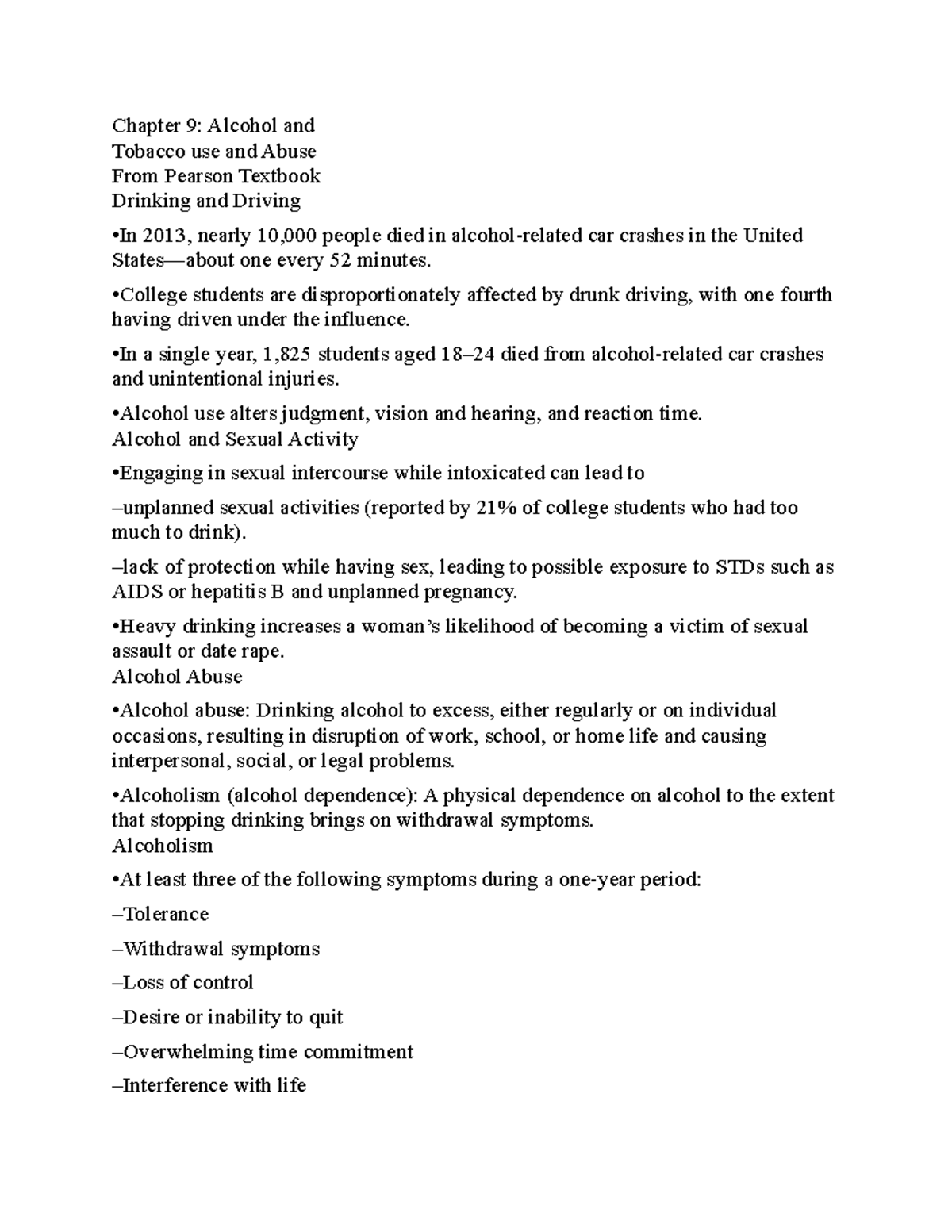 Studoc note 2 - IN class notes straight form textbook - Chapter 9 ...