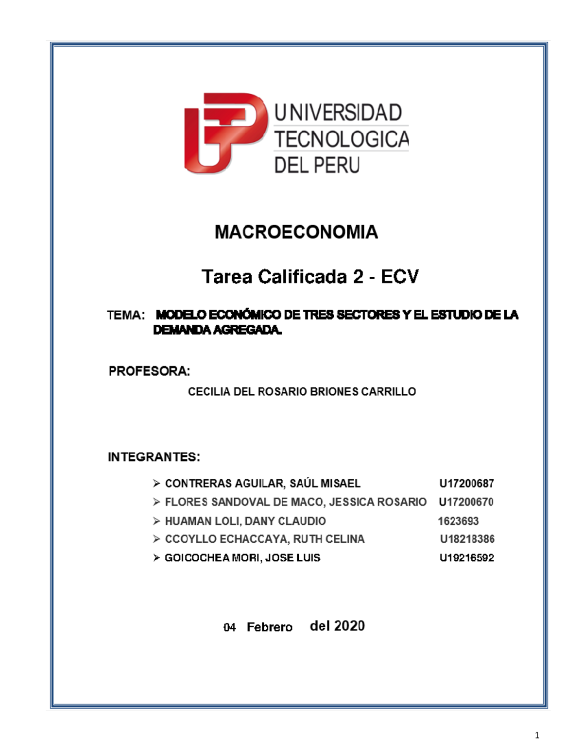Tarea ECV2- Mejorado Macroeconomia - Warning: TT: undefined function: 32 Tarea Calificada 2 ...