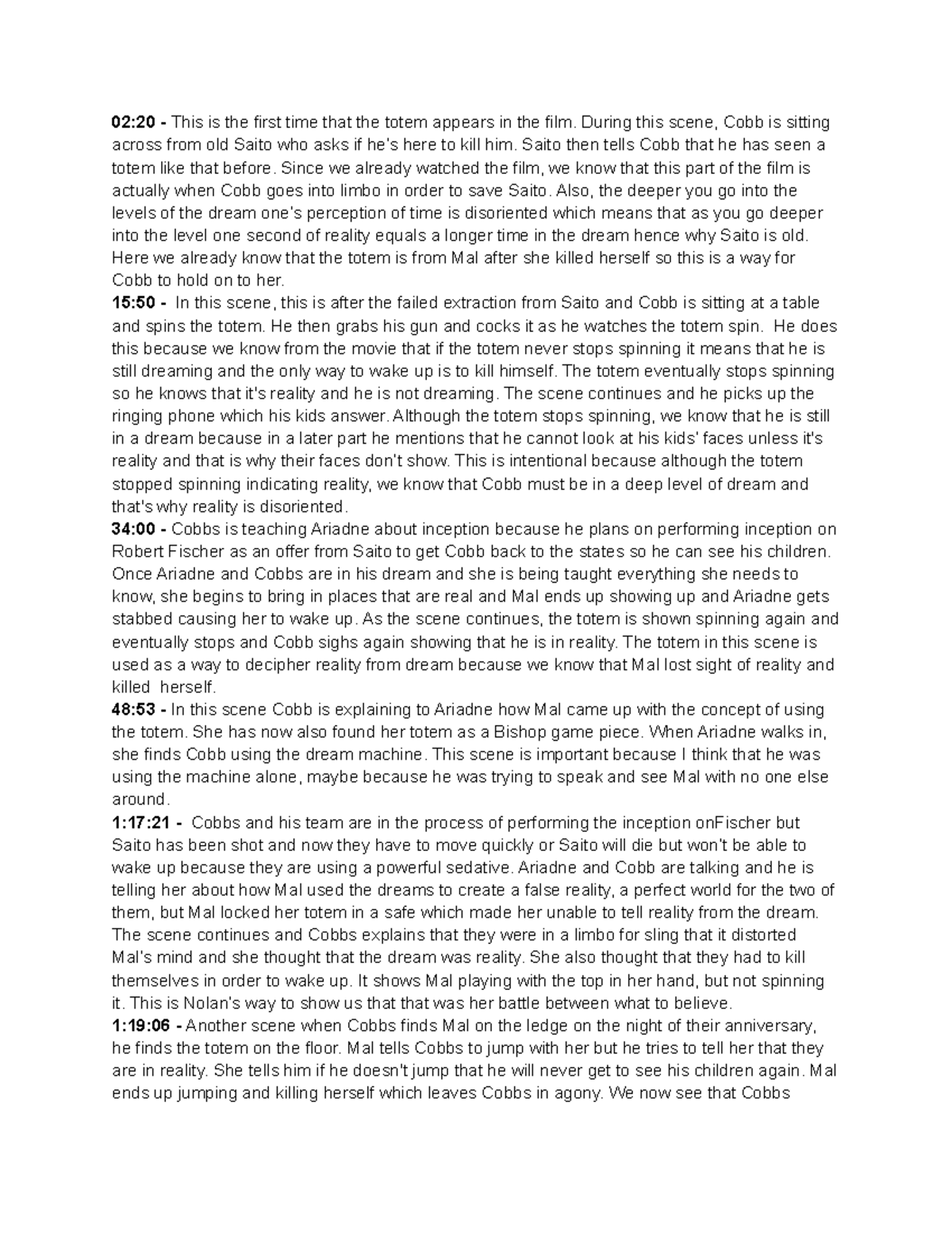 Inception 2 summary - 02:20 - This is the first time that the totem ...