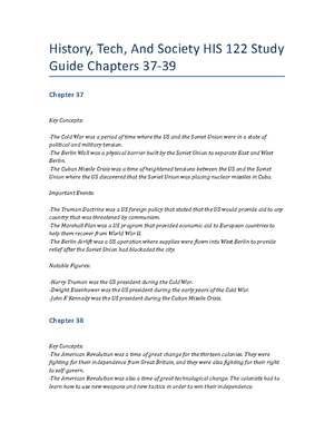 History, Tech, And Society HIS 122 Study Guide Chapters 10-12 - The ...