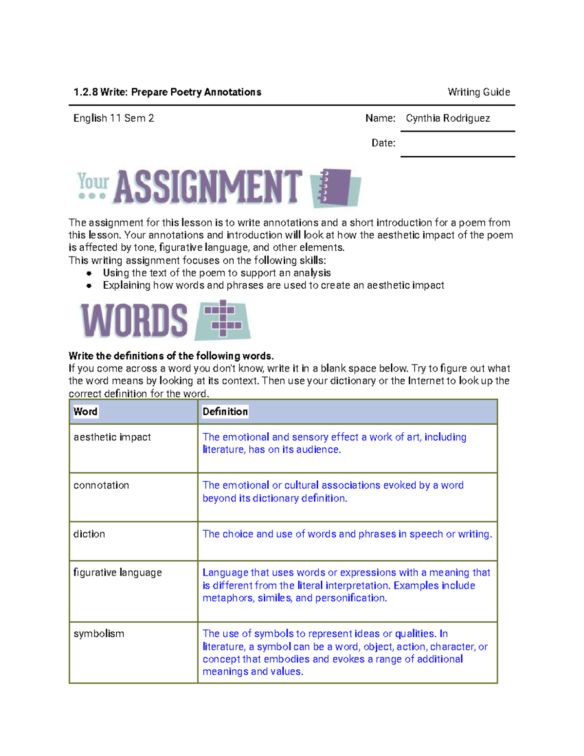 1.2.8 Write Prepare Poetry Annotations - 1.2 Write: Prepare Poetry ...