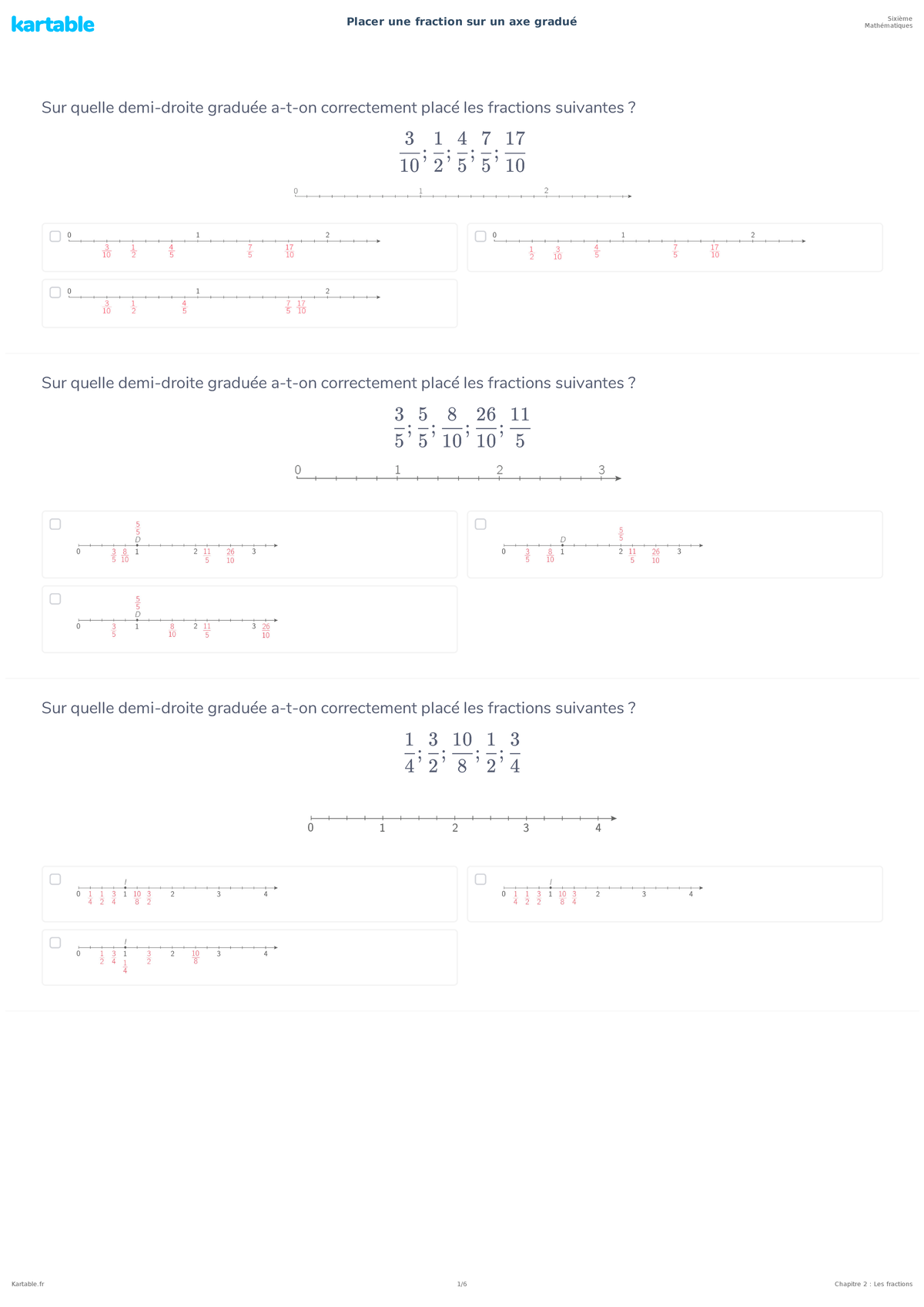 Placer une fraction sur un axe gradue 1 - Sur quelle demi-droite ...
