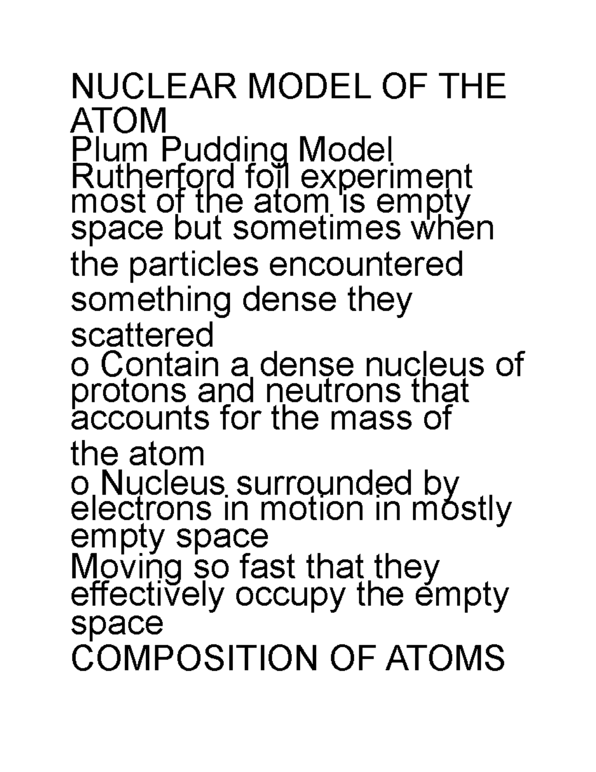 Nuclear Model OF THE ATOM - NUCLEAR MODEL OF THE ATOM Plum Pudding ...