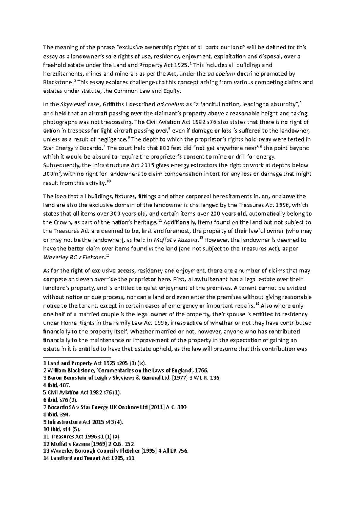 The concept that we can assert exclusive ownership over all parts of ...