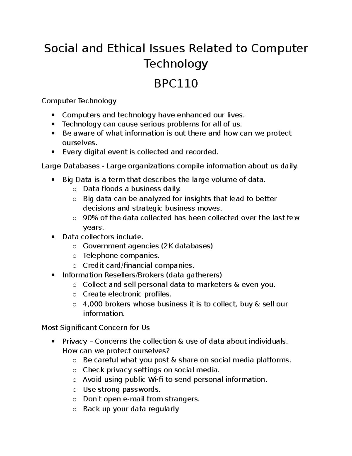 Week 1-Social and Ethical Issues Related to Computer Technology ...