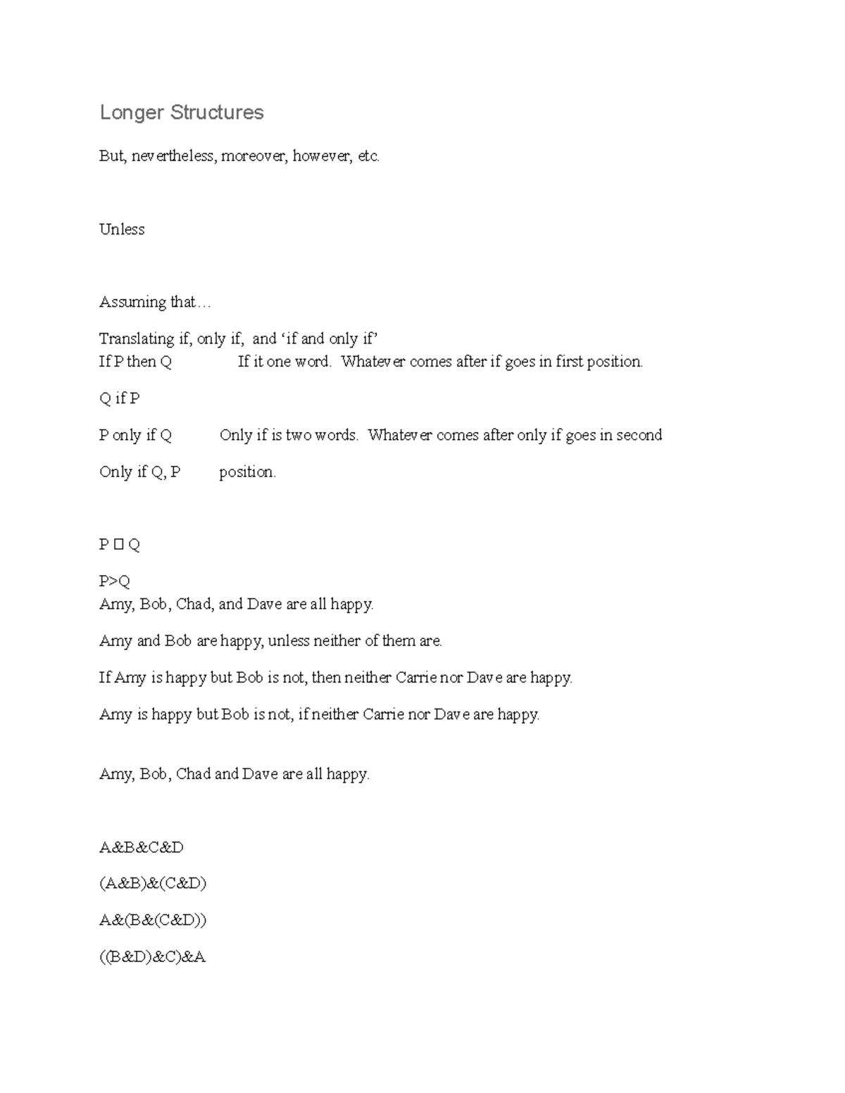 Logic Lecture Notes 3 Longer Structures But Nevertheless Moreover However Etc Unless