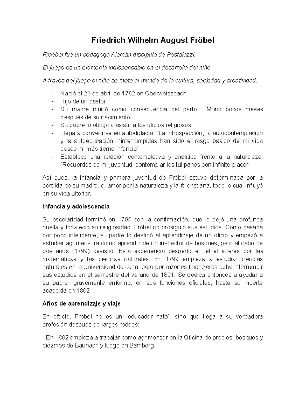 Friedrich Wilhelm August Fröbel - Friedrich Wilhelm August Fröbel ...