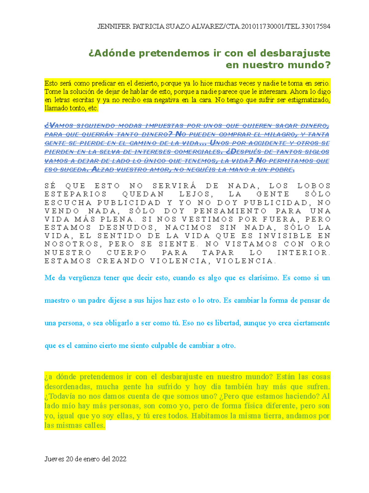 Ejercicio #2 - JENNIFER PATRICIA SUAZO ALVAREZ/CTA/TEL. ¿Adónde ...
