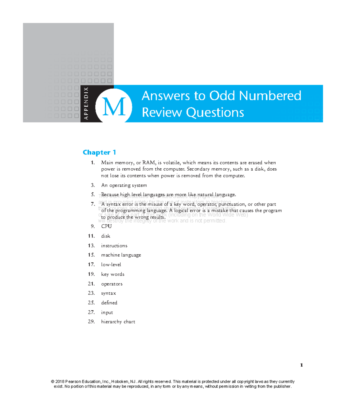 Appendix M - answer of c++ book - 1 A P P E N D I X M Answers to Odd Numbered Review Questions ...