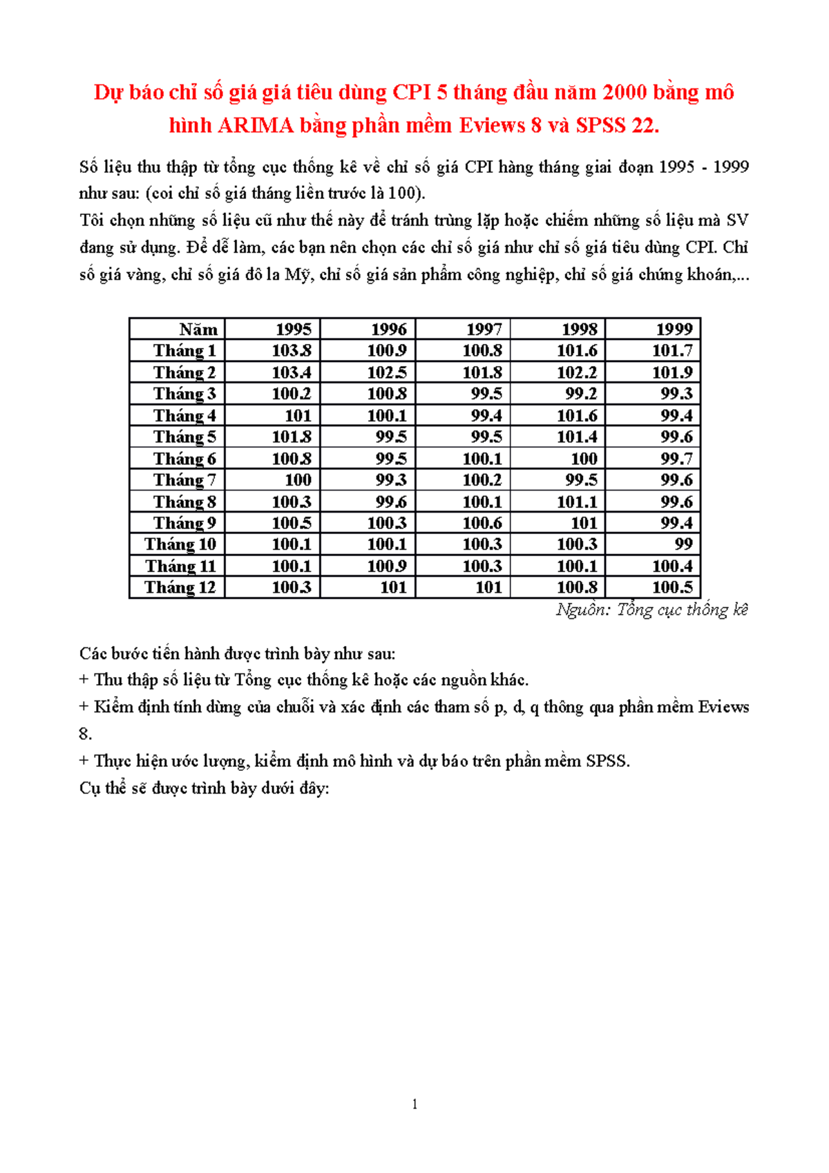 Bài mẫu Arima 2020 - hướng dẫn - Dự báo chỉ số giá giá tiêu dùng CPI 5 tháng đầu năm 2000 bằng ...