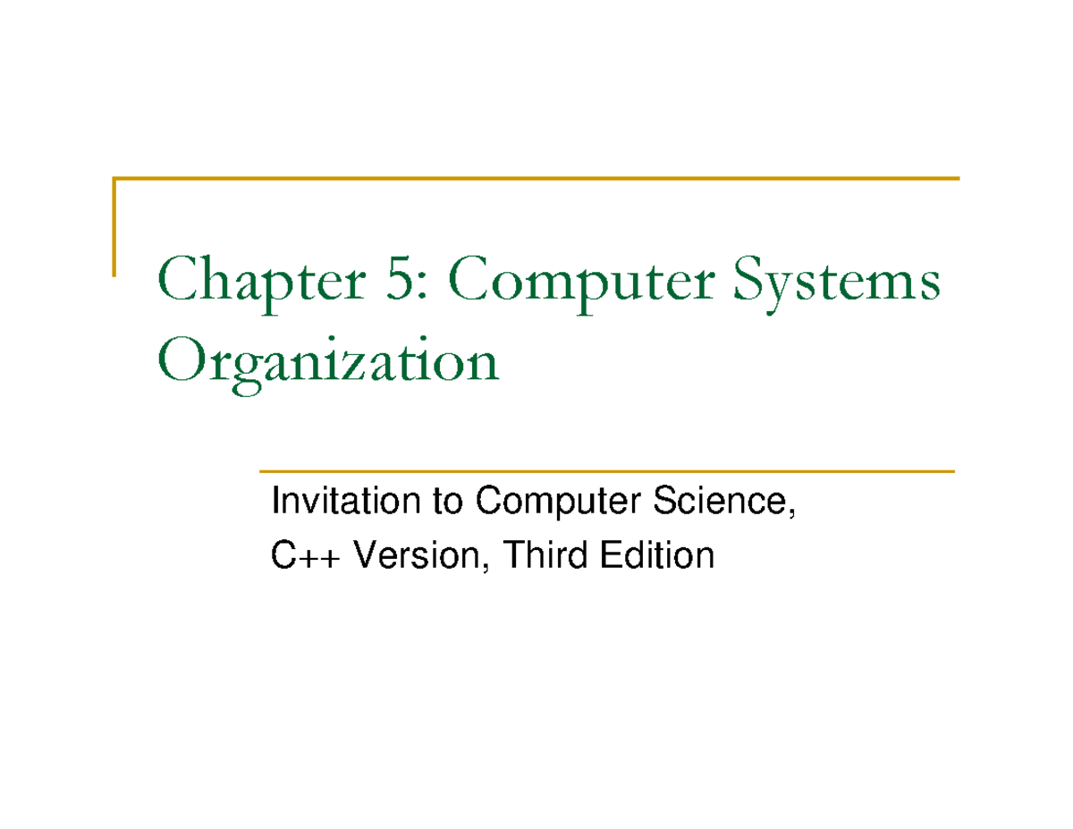 Chap05 - Lecture notes Chapter 5 - Invitation to Computer - Studocu