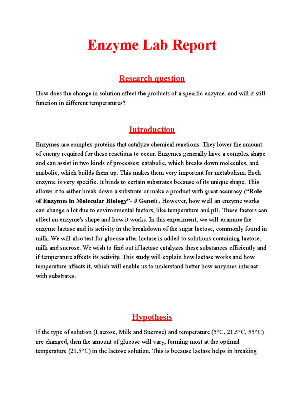 Enzyme Lab Report-2 - joss - Enzyme Lab Report Research question How ...