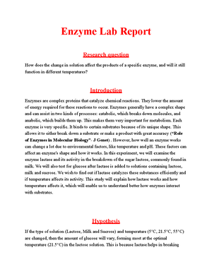 Enzyme Lab Report-3 - asks - Enzyme Lab Report Research question How ...