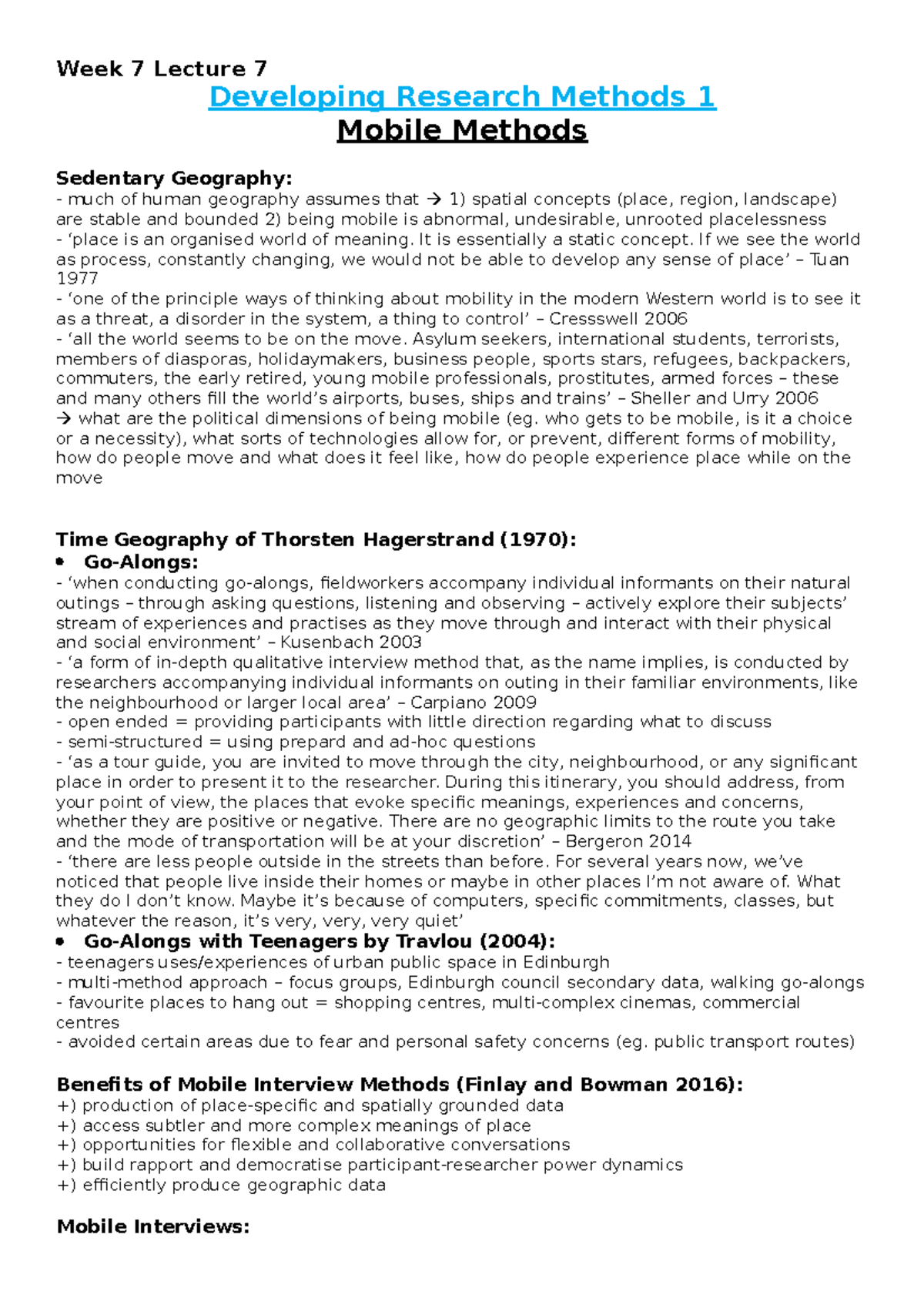 Week 7 Lecture 6 - Research Methods - Week 7 Lecture 7 Developing ...