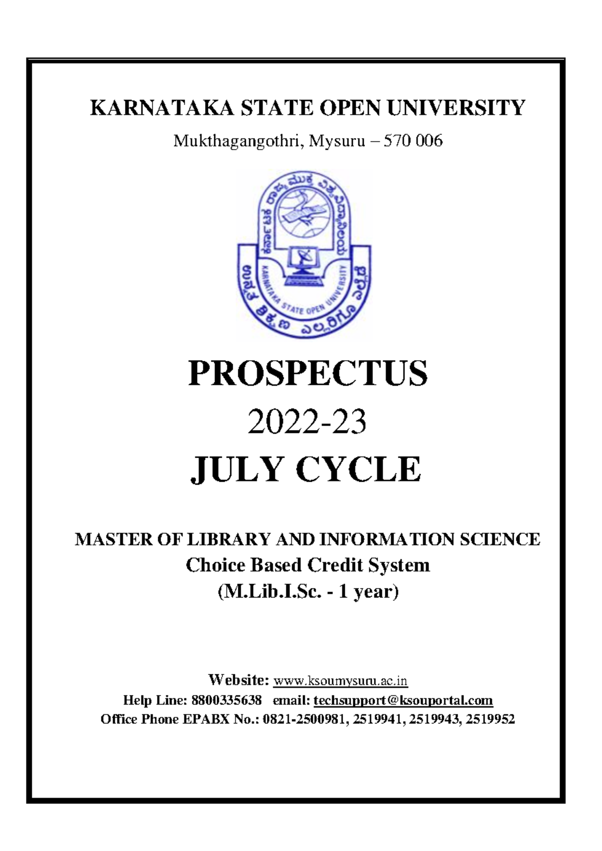 M.Lib - KARNATAKA STATE OPEN UNIVERSITY Mukthagangothri, Mysuru – 570 ...