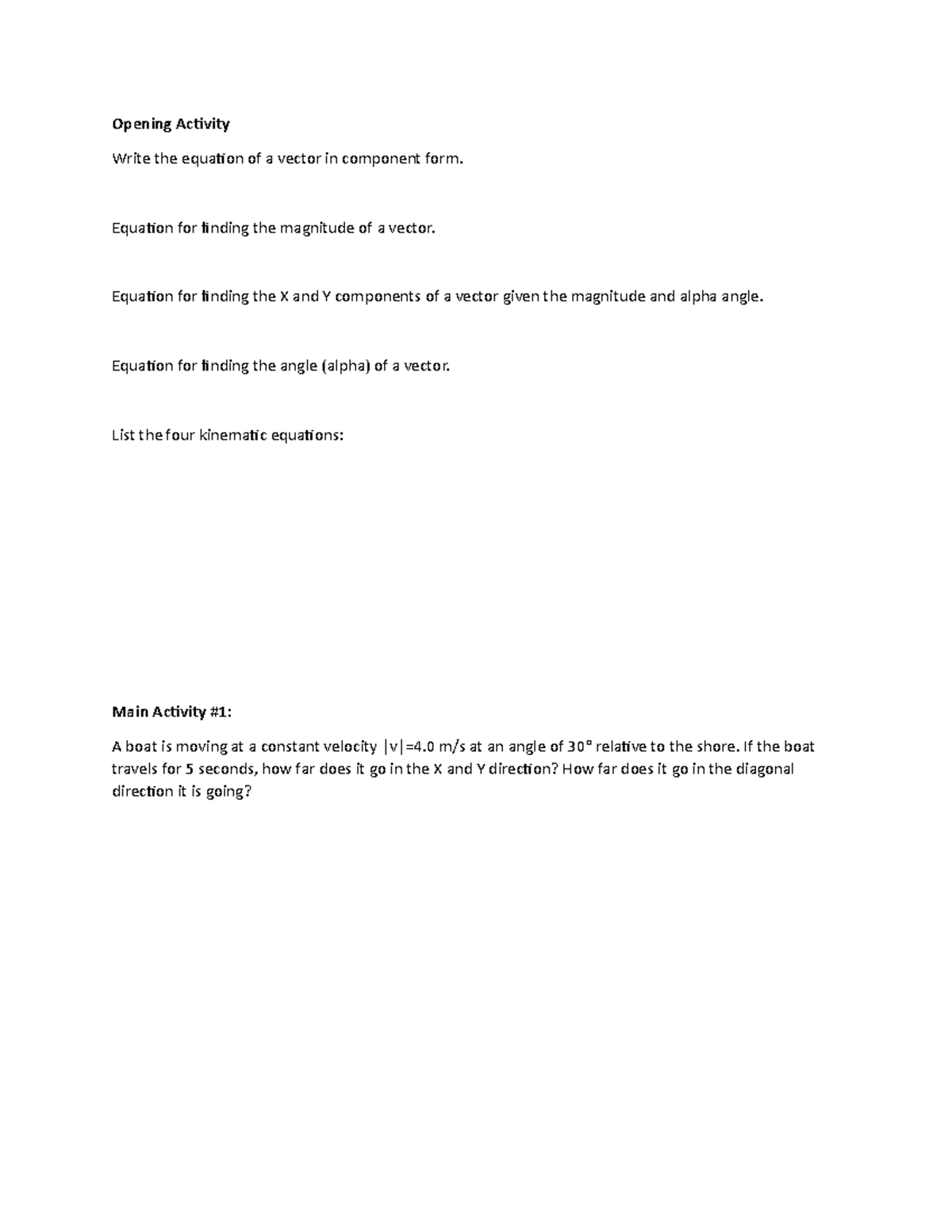 1-25 Worksheet (Chapter 6) - Opening Activity Write the equation of a ...