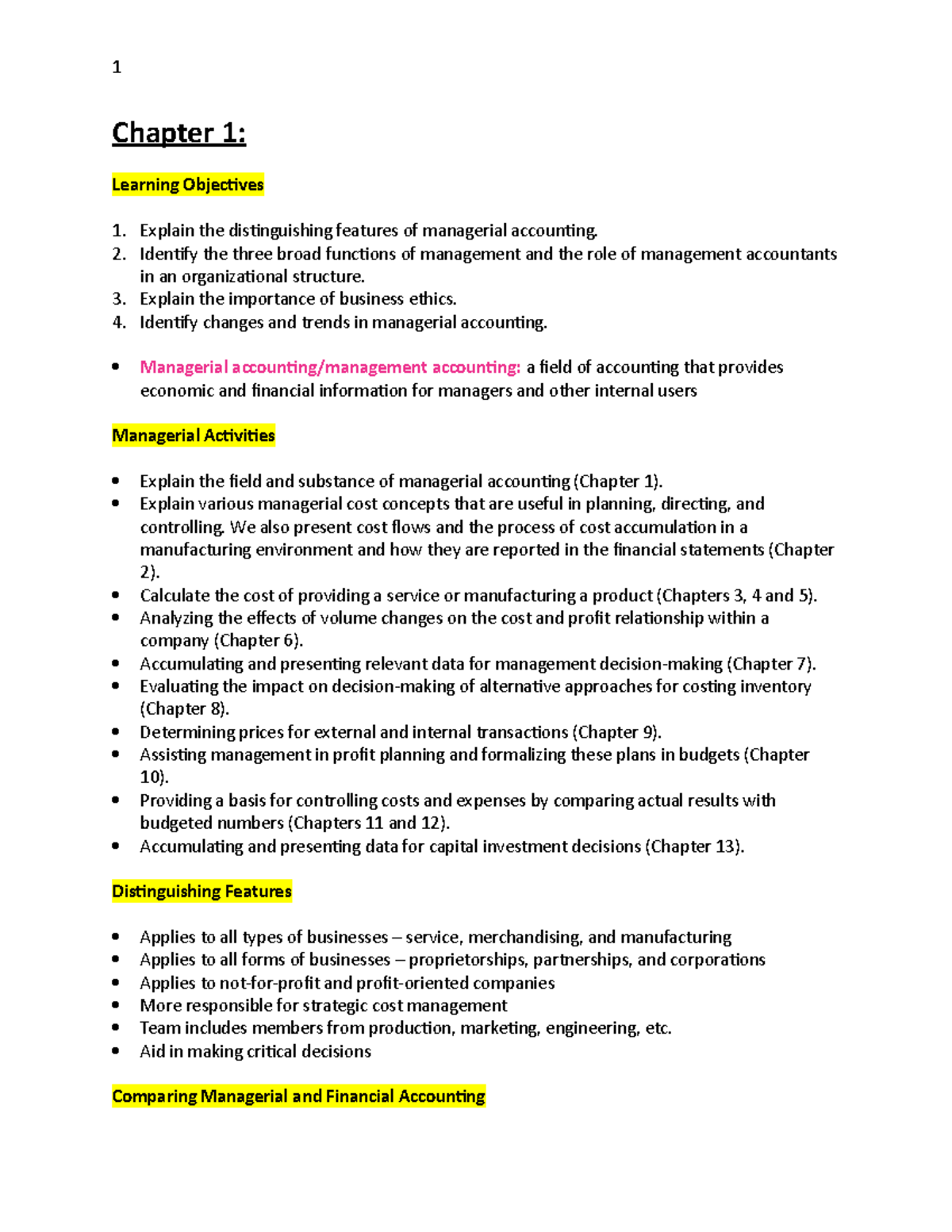 Chapter 1 COMM 305 Notes - Chapter 1: Learning Objectives Explain the ...
