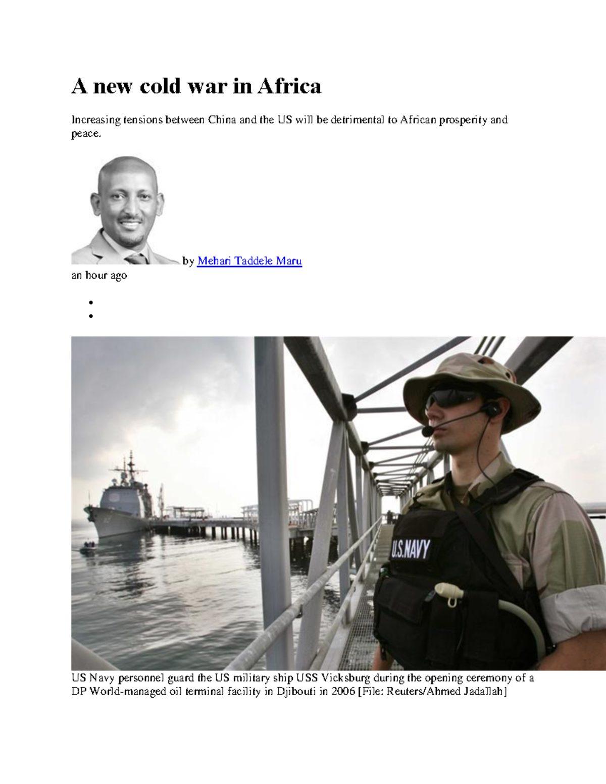 A new cold war in Africa - reading material - A new cold war in Africa ...