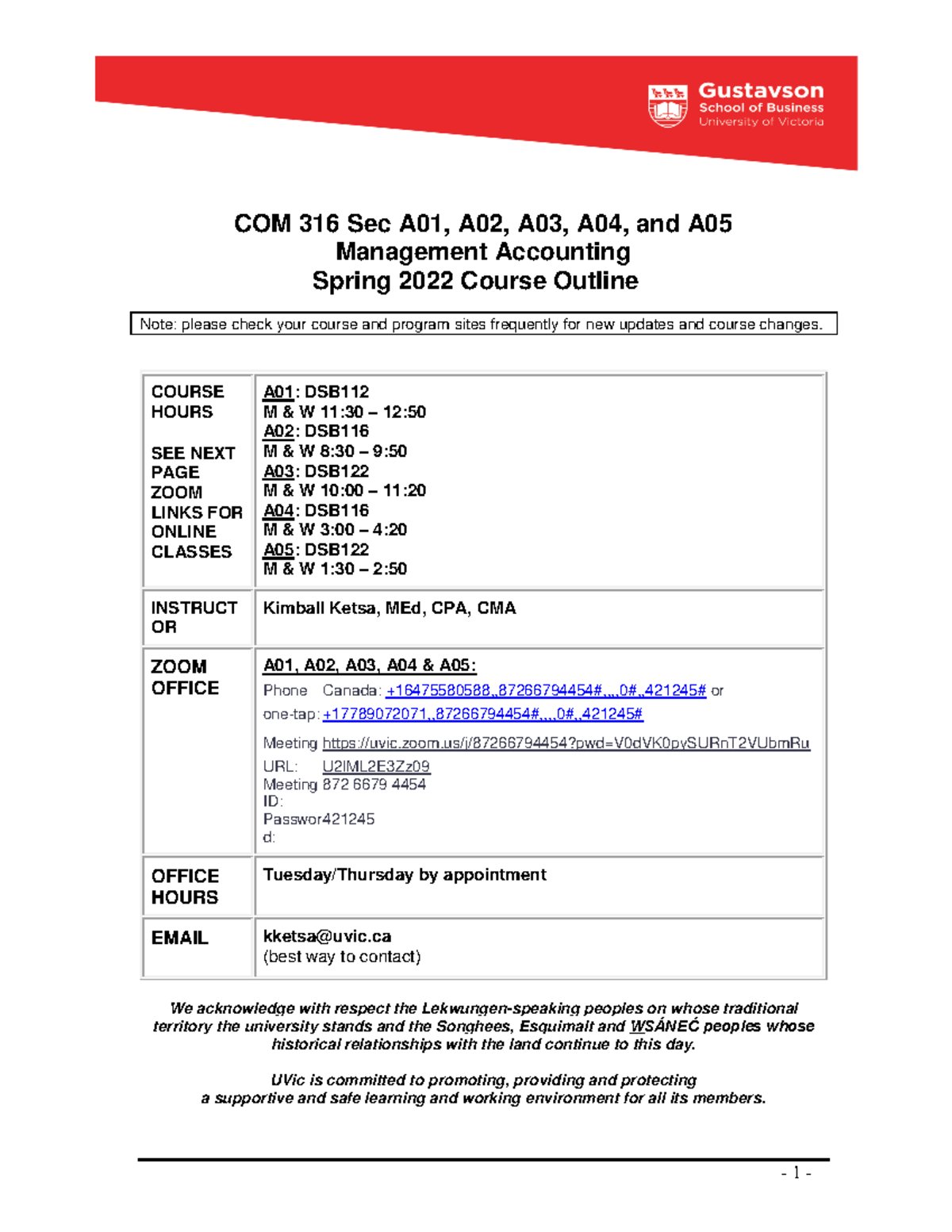COM 316 Course Outline Spring 2022 ON-LINE - COM 316 Sec A01, A02, A03 ...