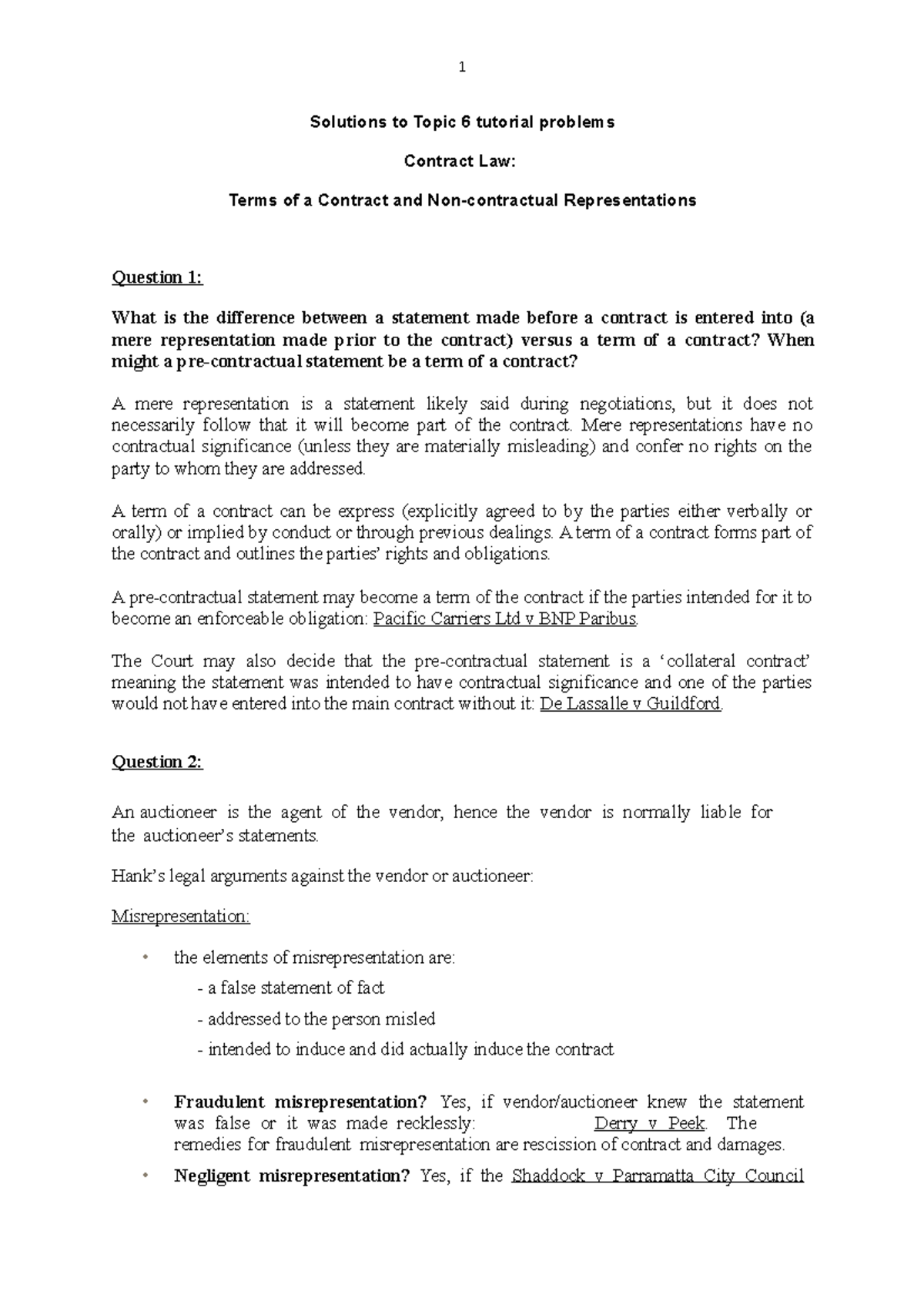 Tutorial Problems.Topic 6.solutions.terms of a contract.sem2.2019 ...