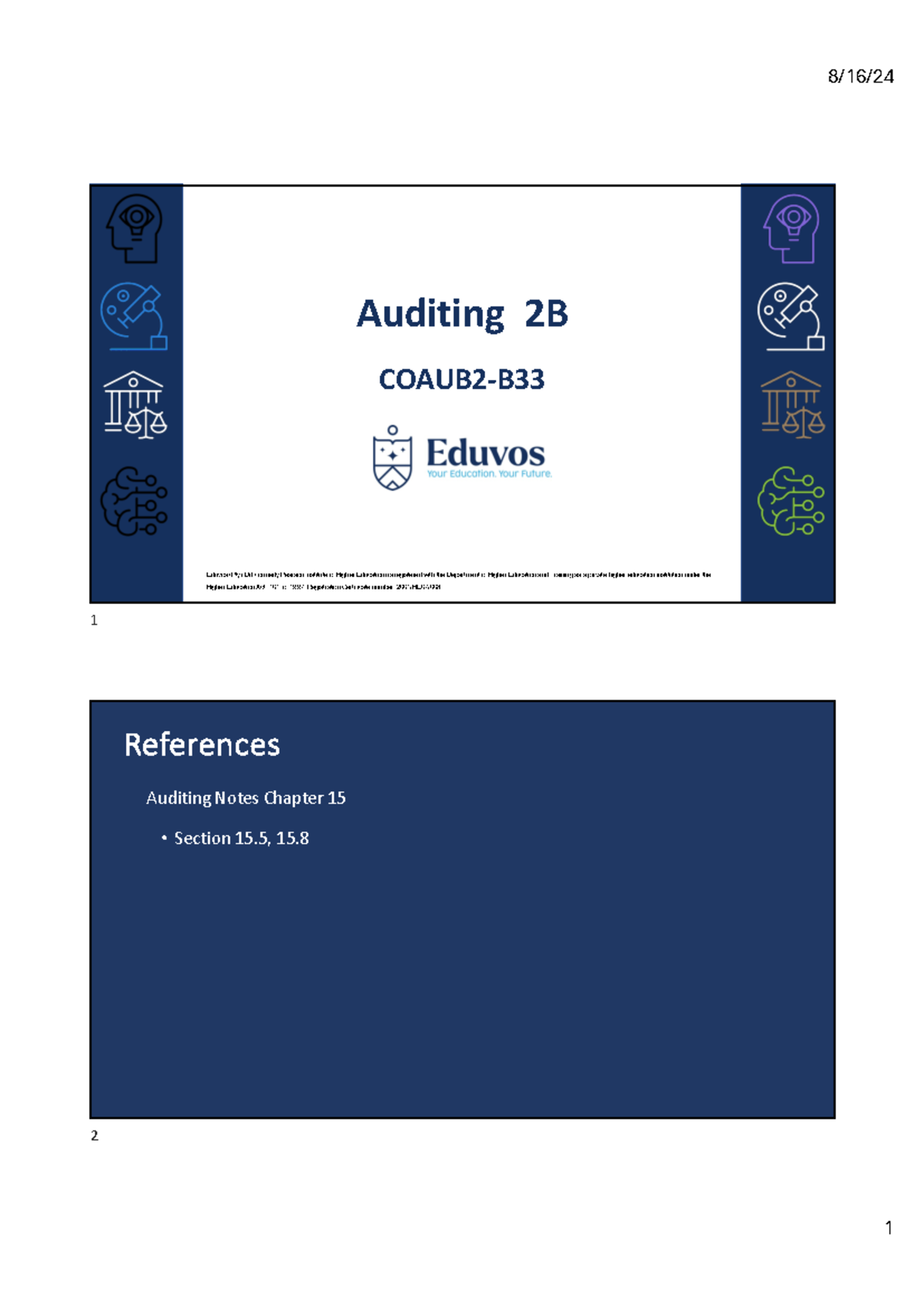 Coaub 2 - Week 6 - Class 2 - Reporting - Auditing 2B COAUB2-B Eduvos ...