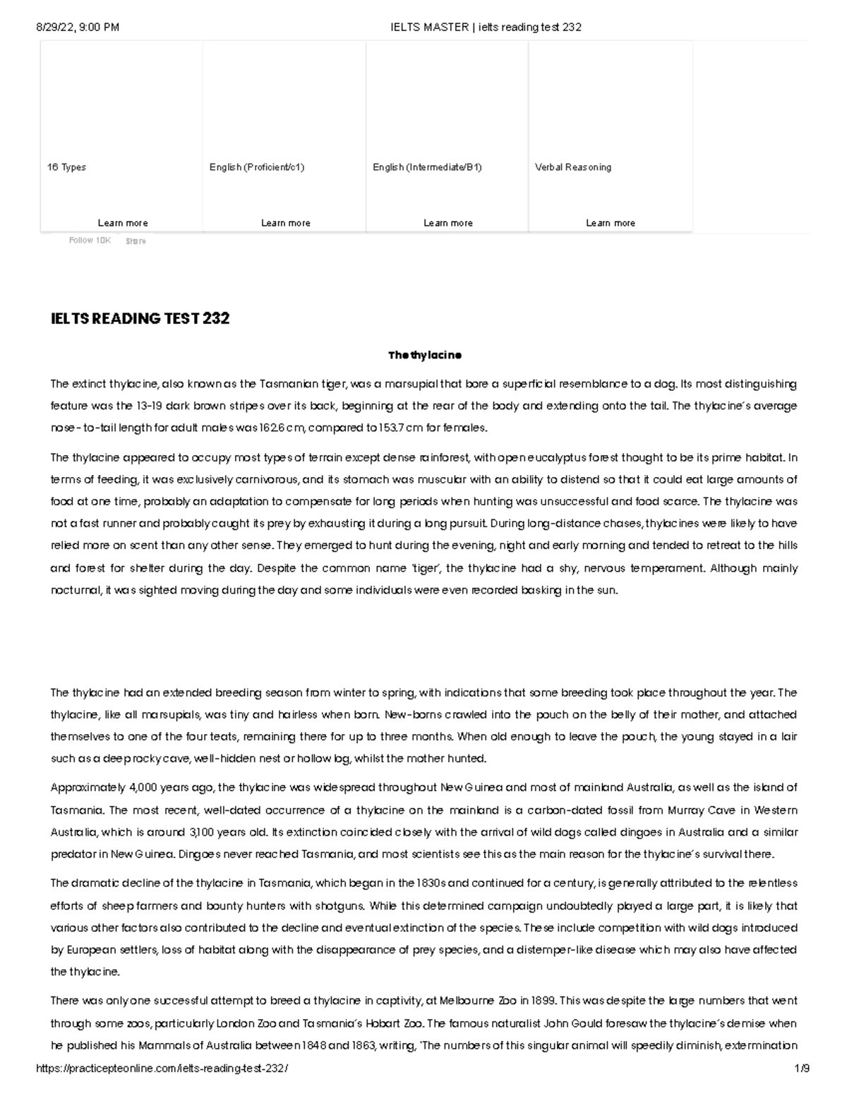 Ielts Master ielts reading test 232 - 16 Types Learn more English ...