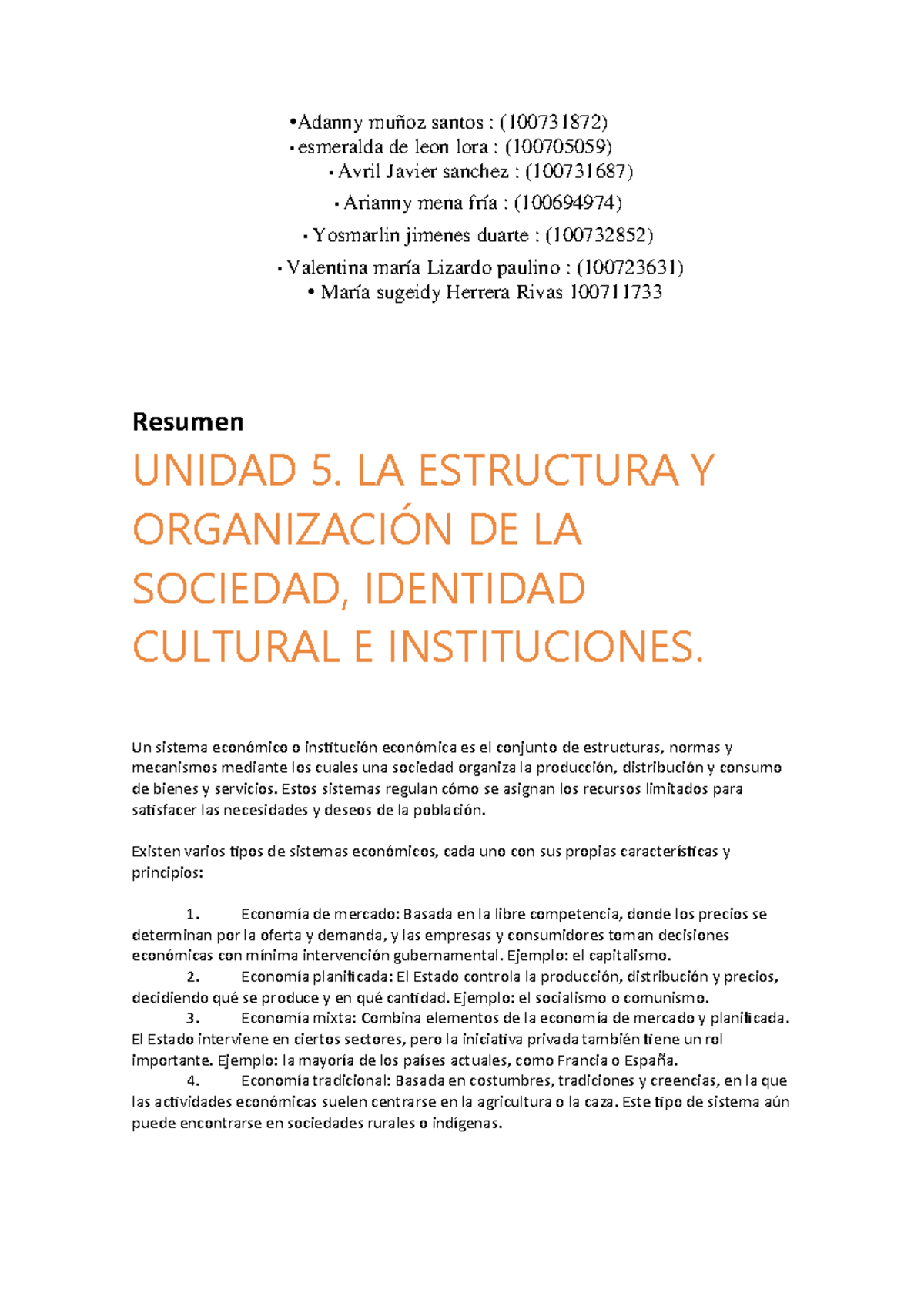 Documento - Gajaja - • Adanny muñoz santos : (100731872) • esmeralda de ...
