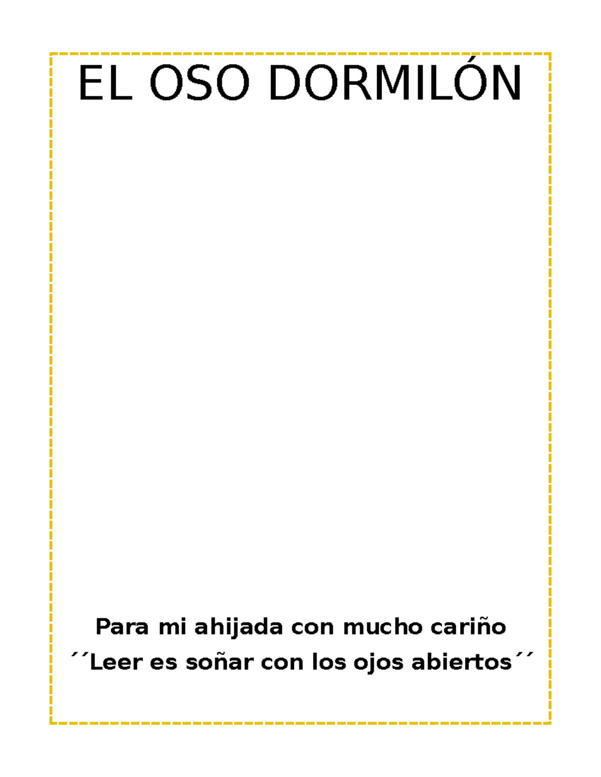 EL OSO Dormilón - leer y realizar - EL OSO DORMILÓN Para mi ahijada con ...