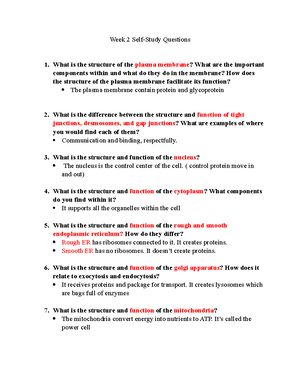 Anat Week 4 Self Test Questions - Week 4 Self-Test Questions How do the ...