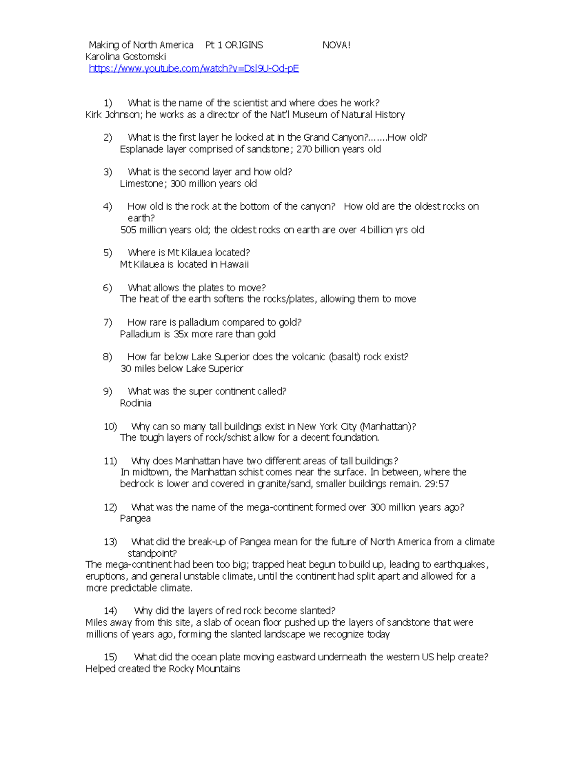 Making North America PT 1 - ENVS 224 - Making of North America Pt 1 ...