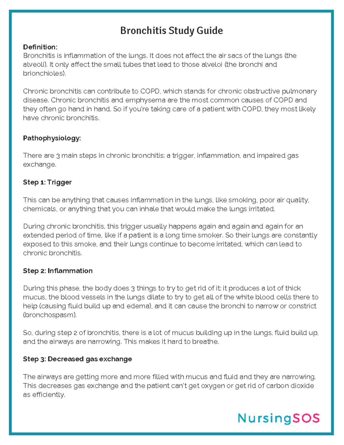 Bronchitis Study Guide - **Definition: ** Bronchitis is inflammation of ...