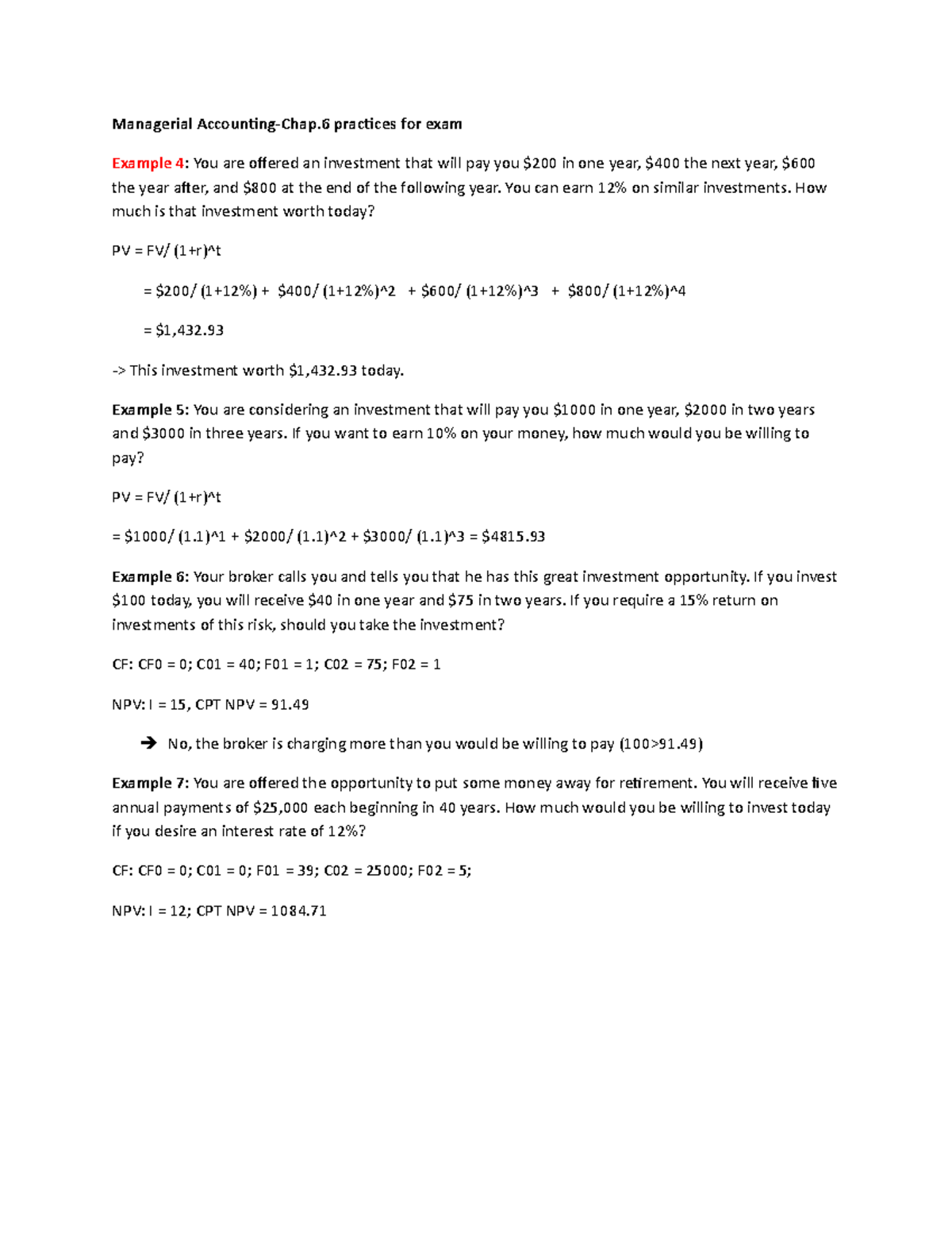 Managerial Accounting - Managerial Accounting-Chap practices for exam ...