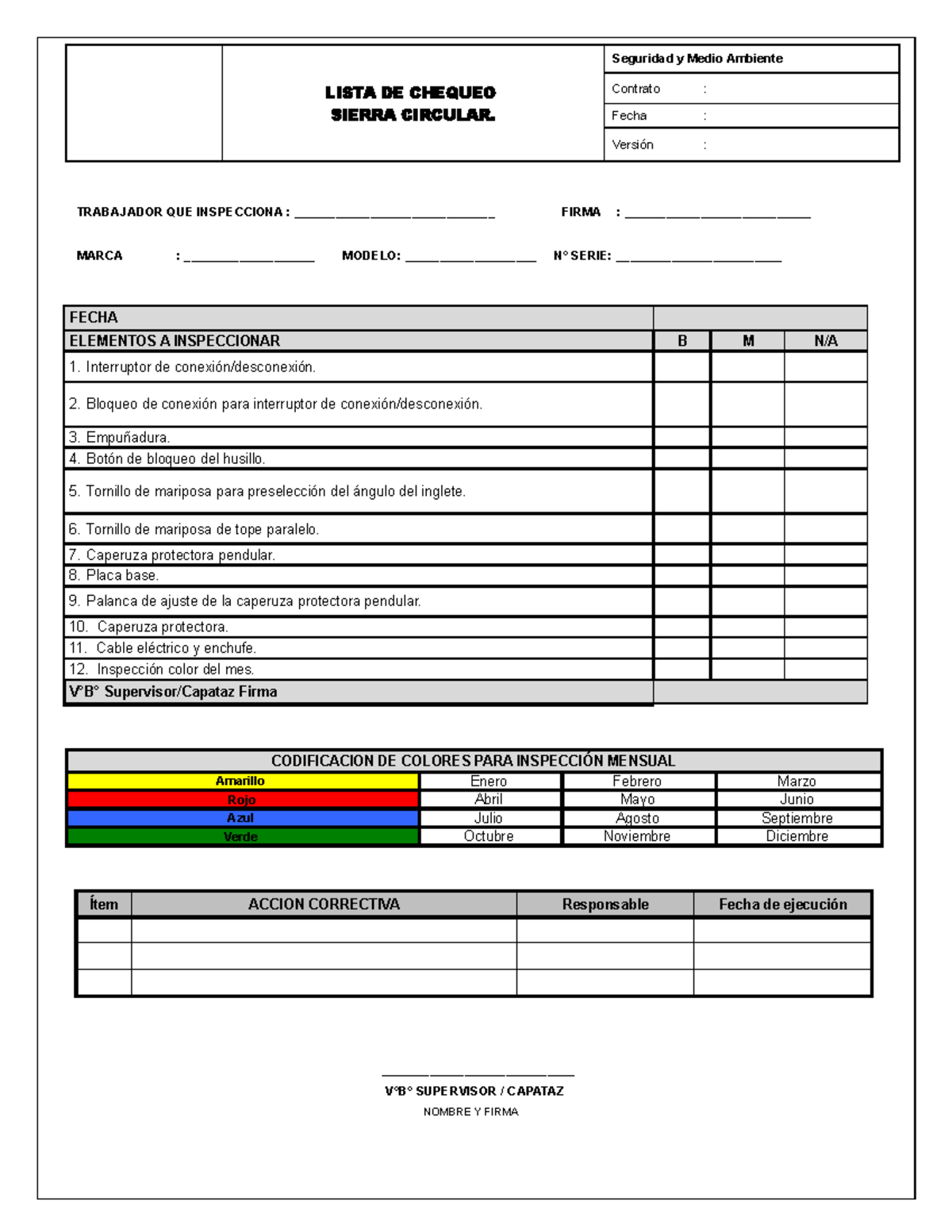 05 - Check List. Sierra Circular - LISTA DE CHEQUEO SIERRA CIRCULAR ...
