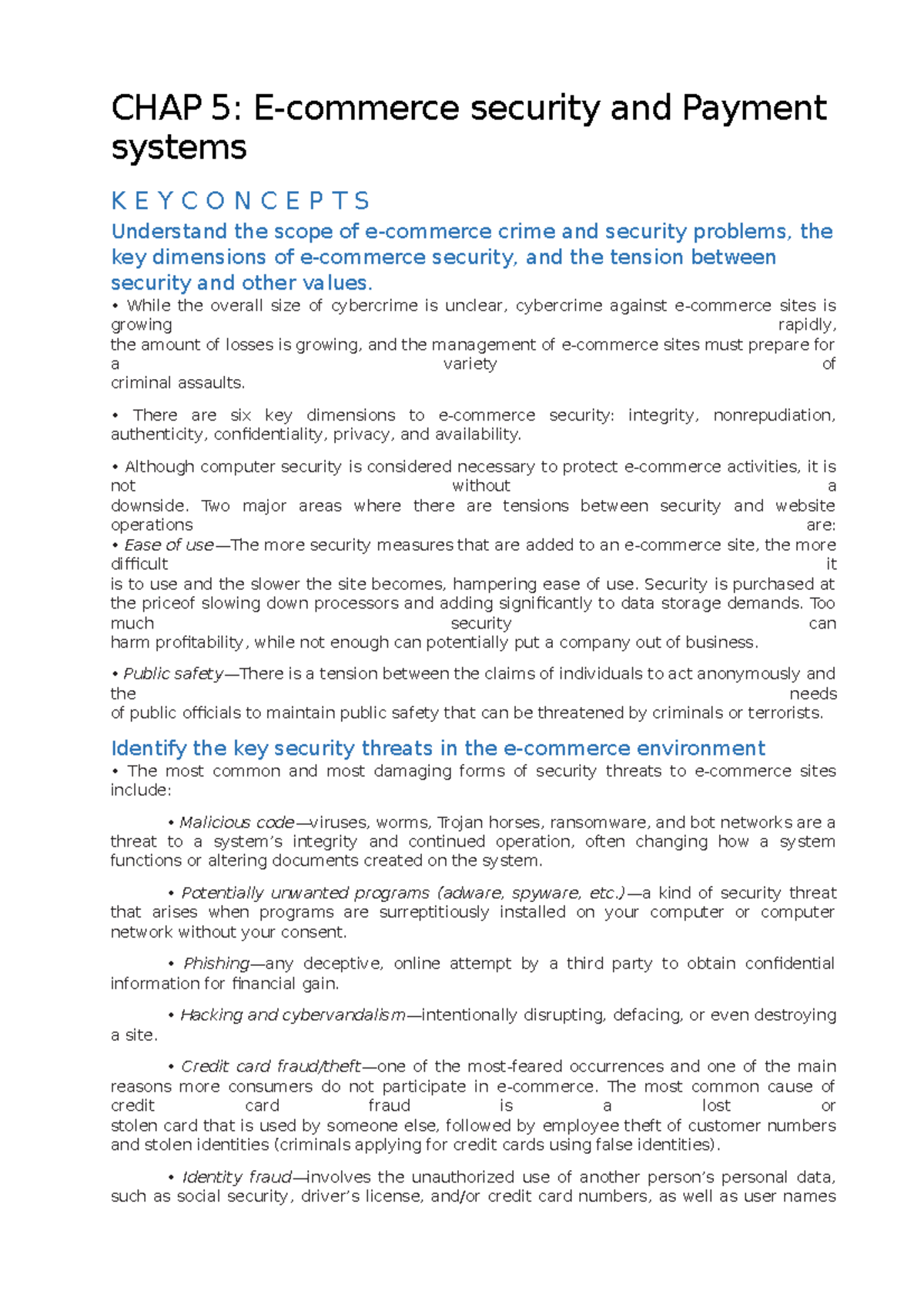 Review CHAP 5 - and you - CHAP 5: E-commerce security and Payment ...