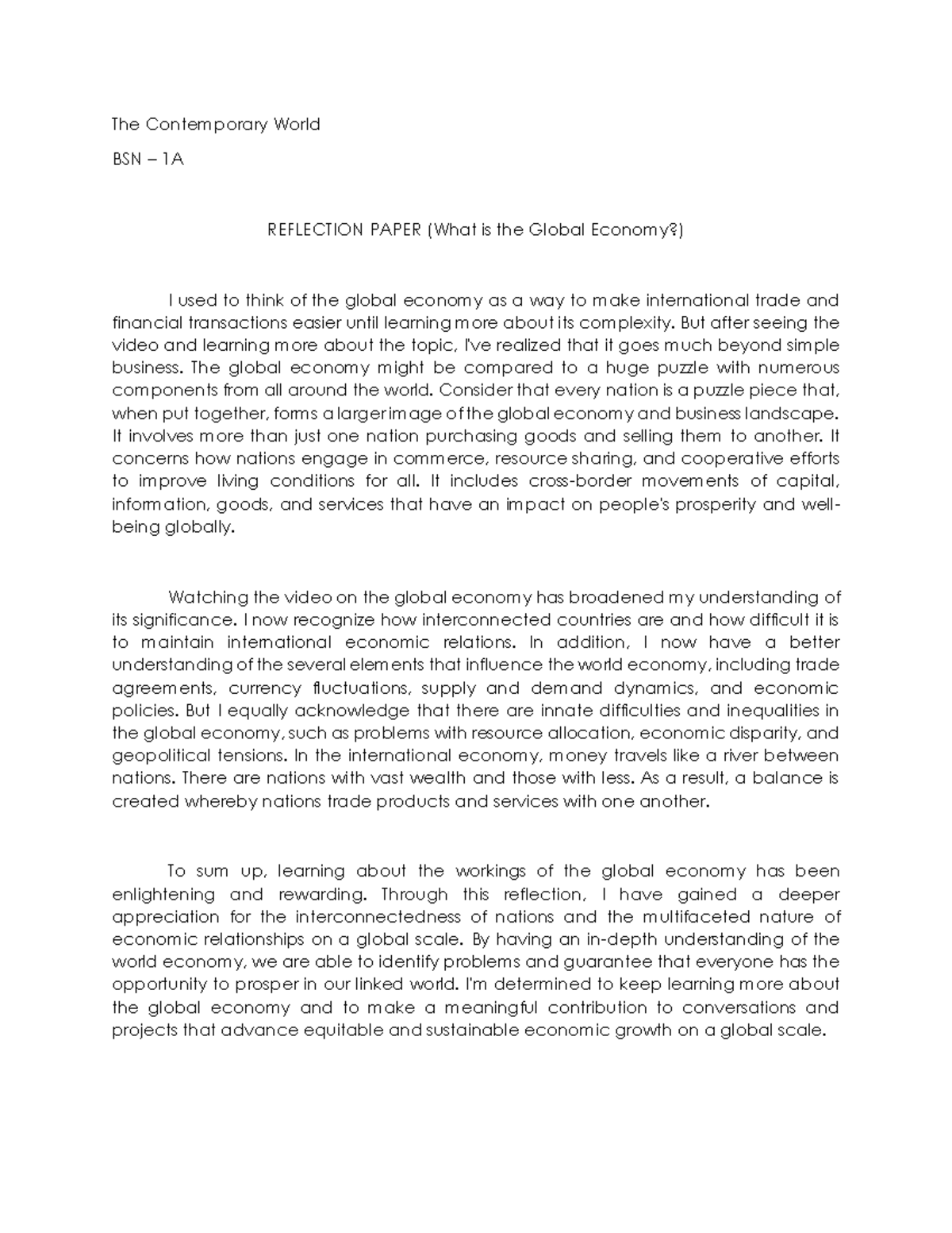 Holmes Activity 4 Contemporary World - The Contemporary World BSN – 1A ...