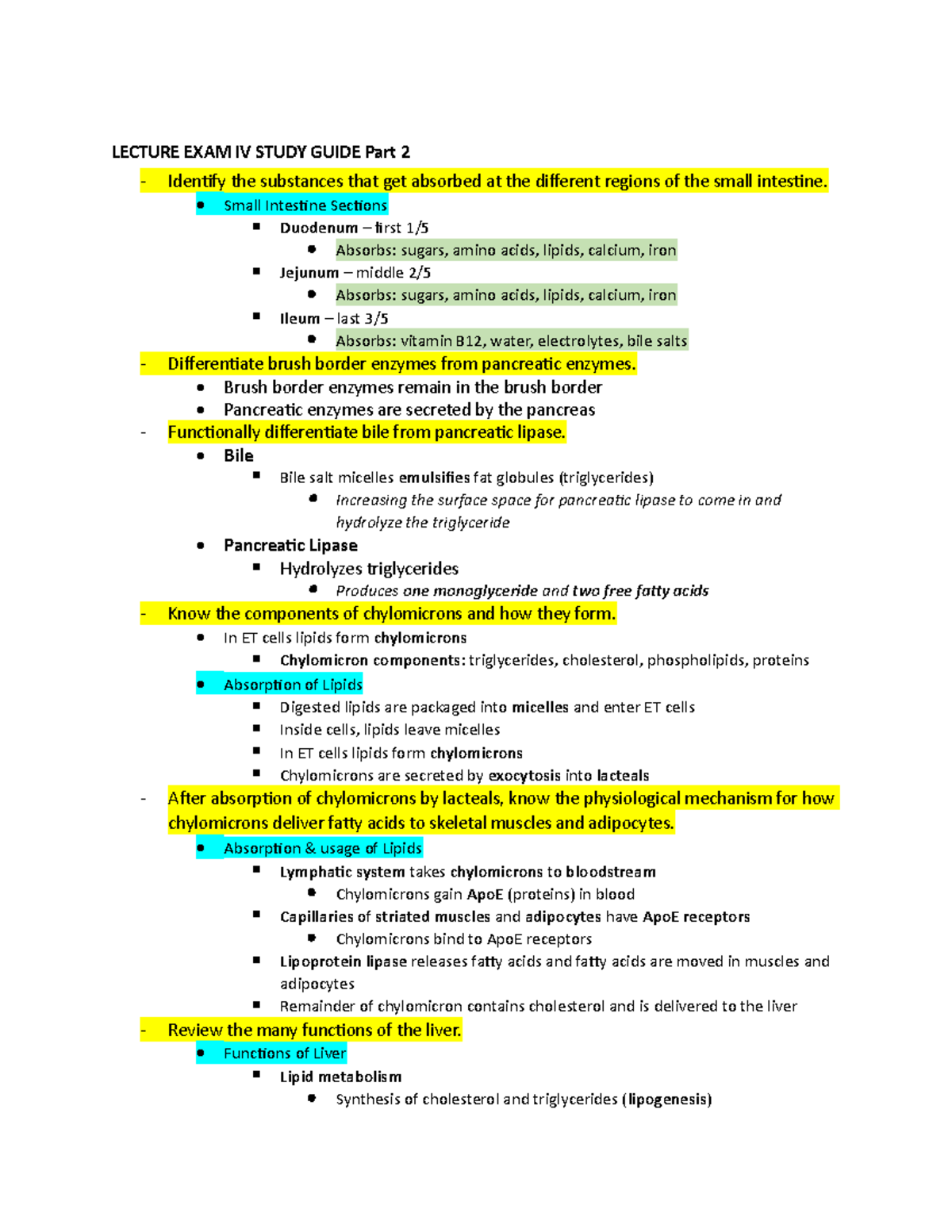 Lecture EXAM IV Study Guide Part 2 - LECTURE EXAM IV STUDY GUIDE Part 2 - Identify the ...