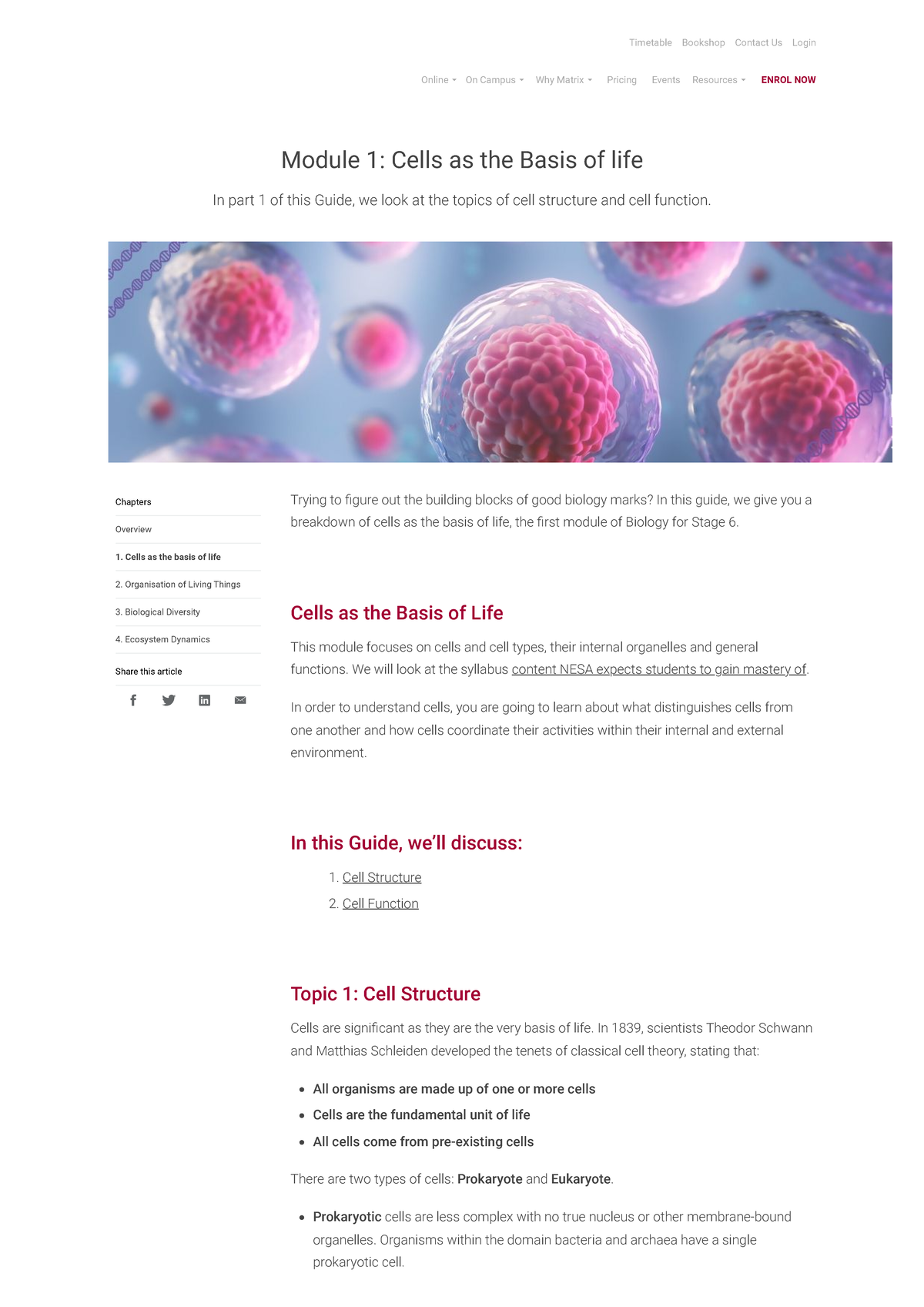 Module 1 Cells as the Basis of Life Year 11 Biology Guide - Chapters ...