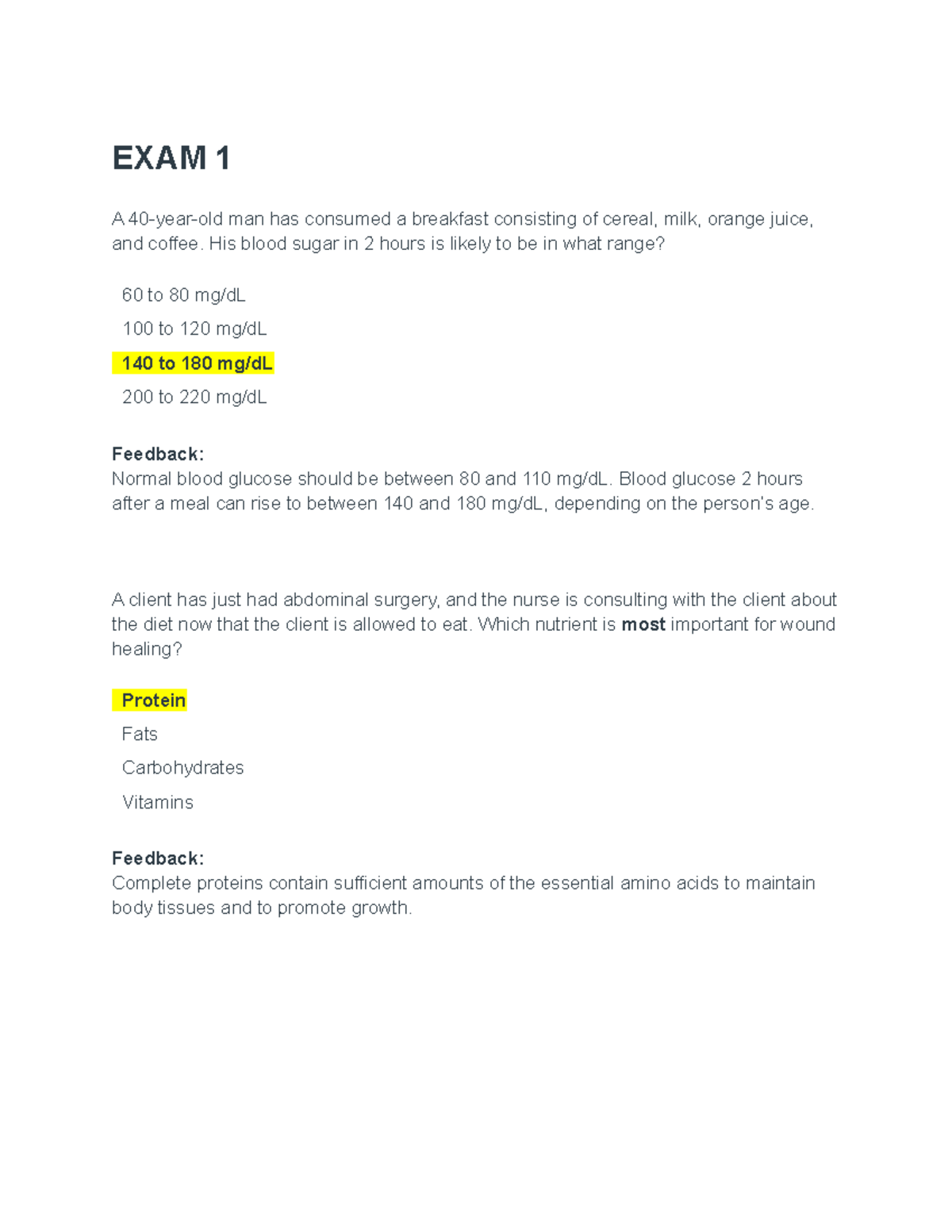 Final Practice Questions - EXAM 1 A 40-year-old man has consumed a ...