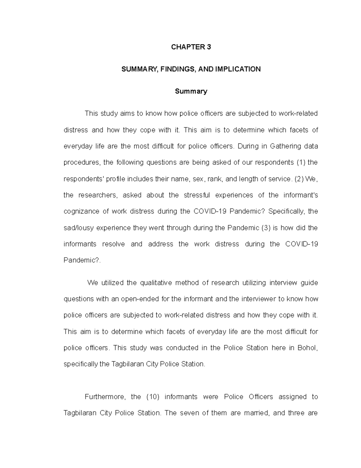 Chapter 3 - chap - CHAPTER 3 SUMMARY, FINDINGS, AND IMPLICATION Summary ...