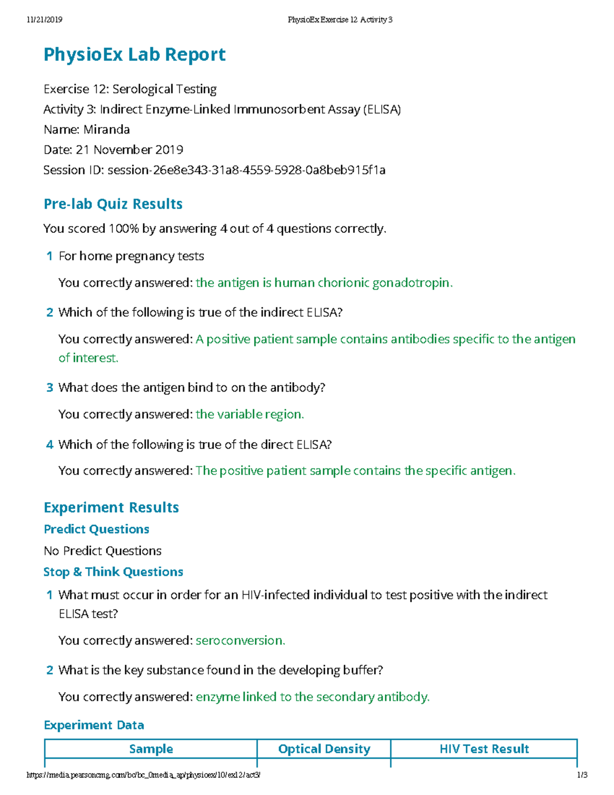 PhysioEx Exercise 12 Activity 3 - 11/21/2019 PhysioEx Exercise 12 ...